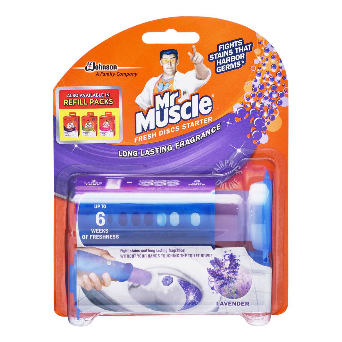 Mr Muscle Fresh Discs Starter Kit - Lavender | NTUC FairPrice