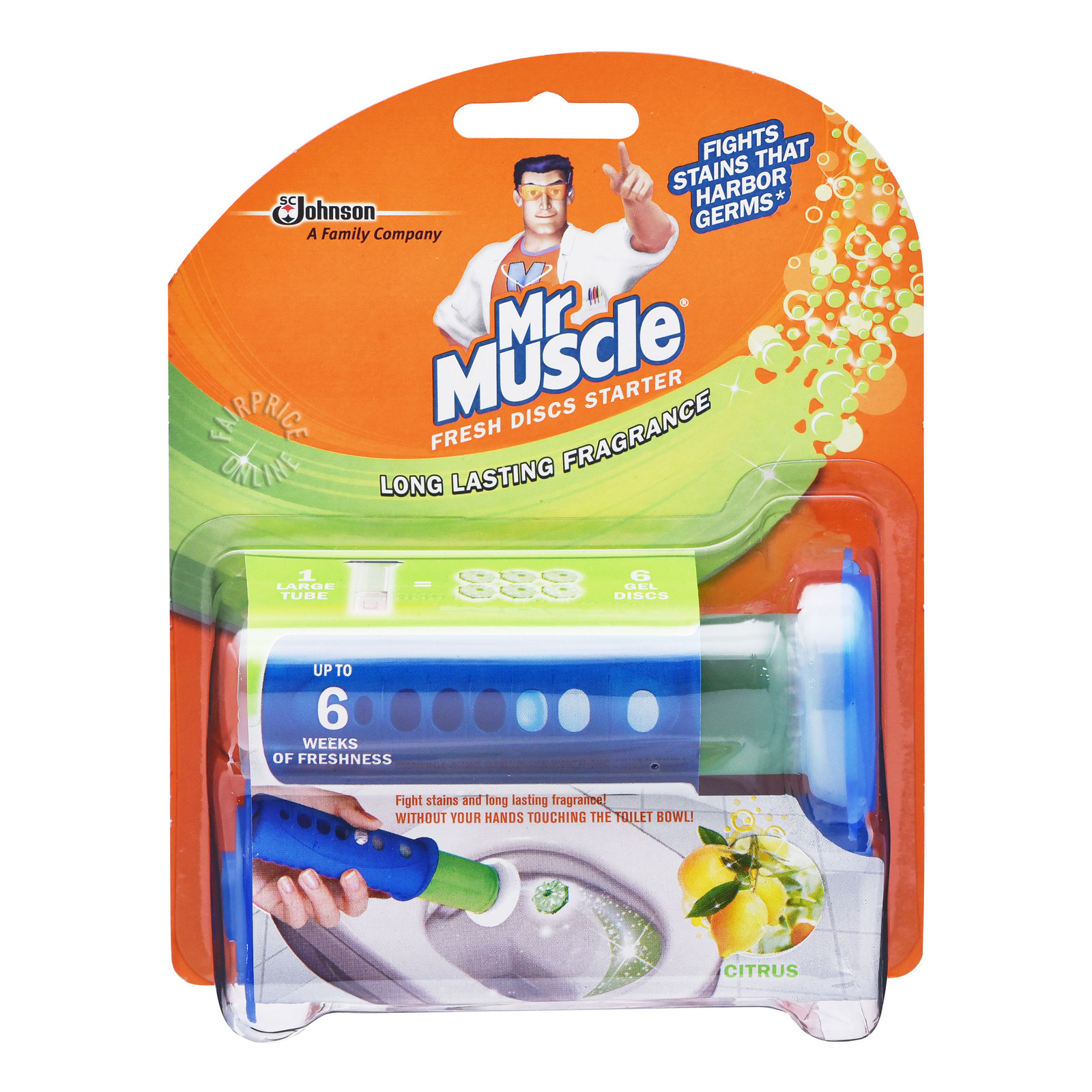 Mr Muscle Fresh Discs Starter Kit - Citrus | NTUC FairPrice