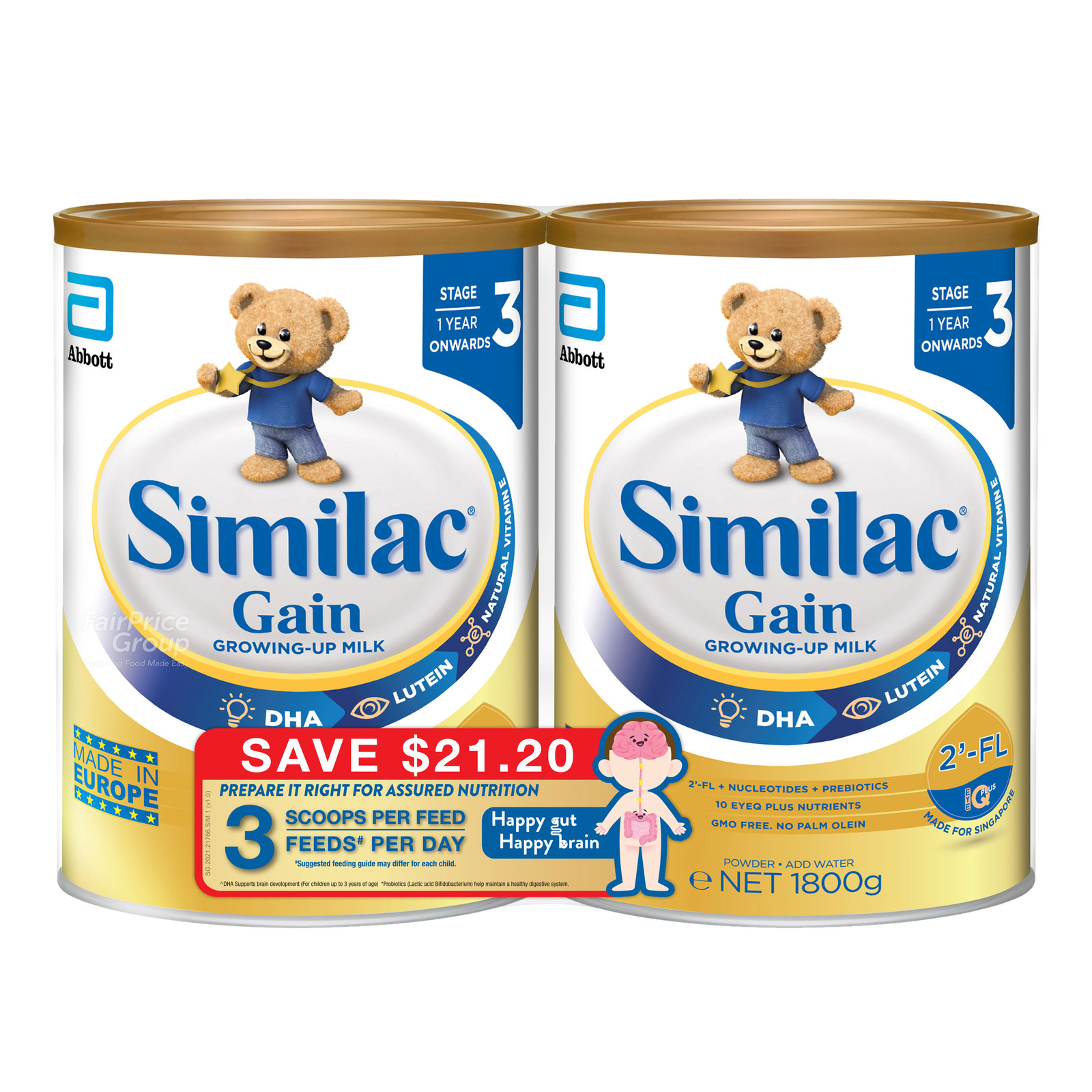 Abbott Similac Gain Growing Up Milk Formula - Stage 3 | NTUC FairPrice