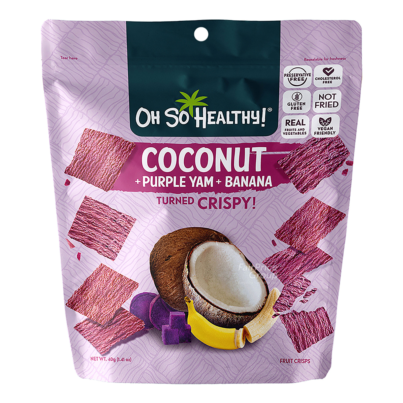 Oh So Healthy Fruit Crisps - Purple Yam Banana Coconut | NTUC FairPrice