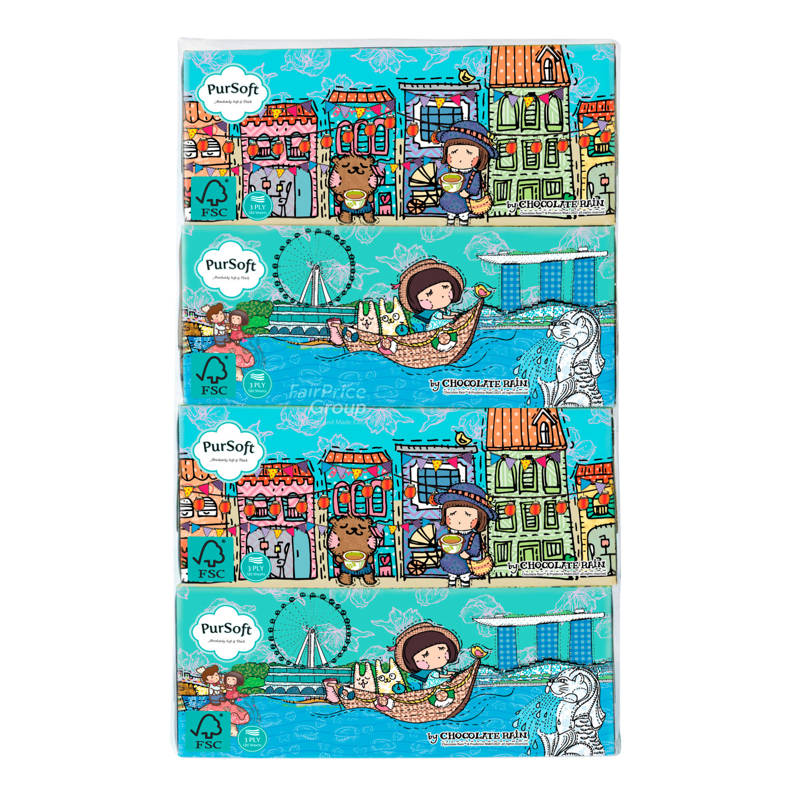 PurSoft Facial Tissue Box - SG Theme (3 ply) | NTUC FairPrice