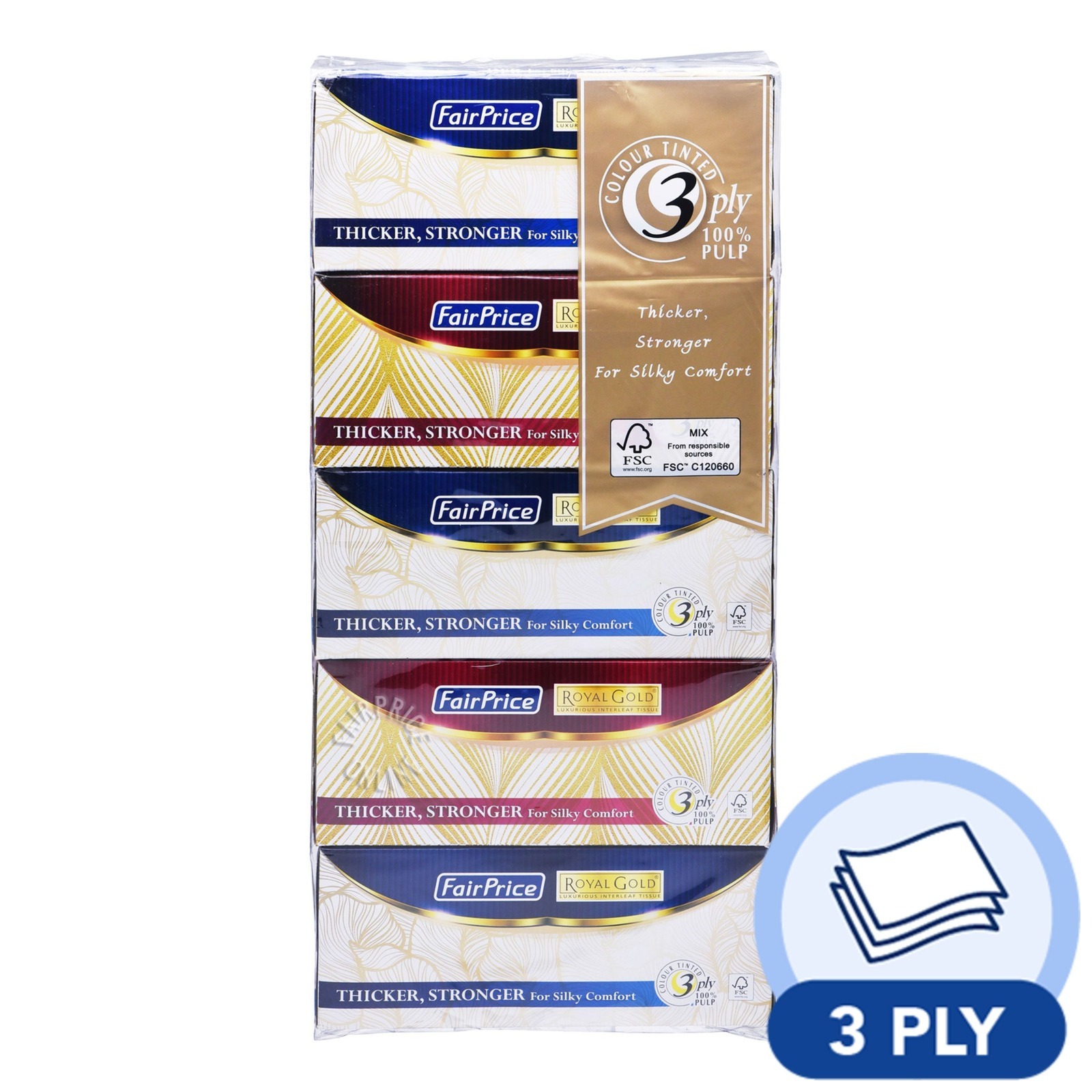 FairPrice Royal Gold Facial Tissue 3ply Box | NTUC FairPrice