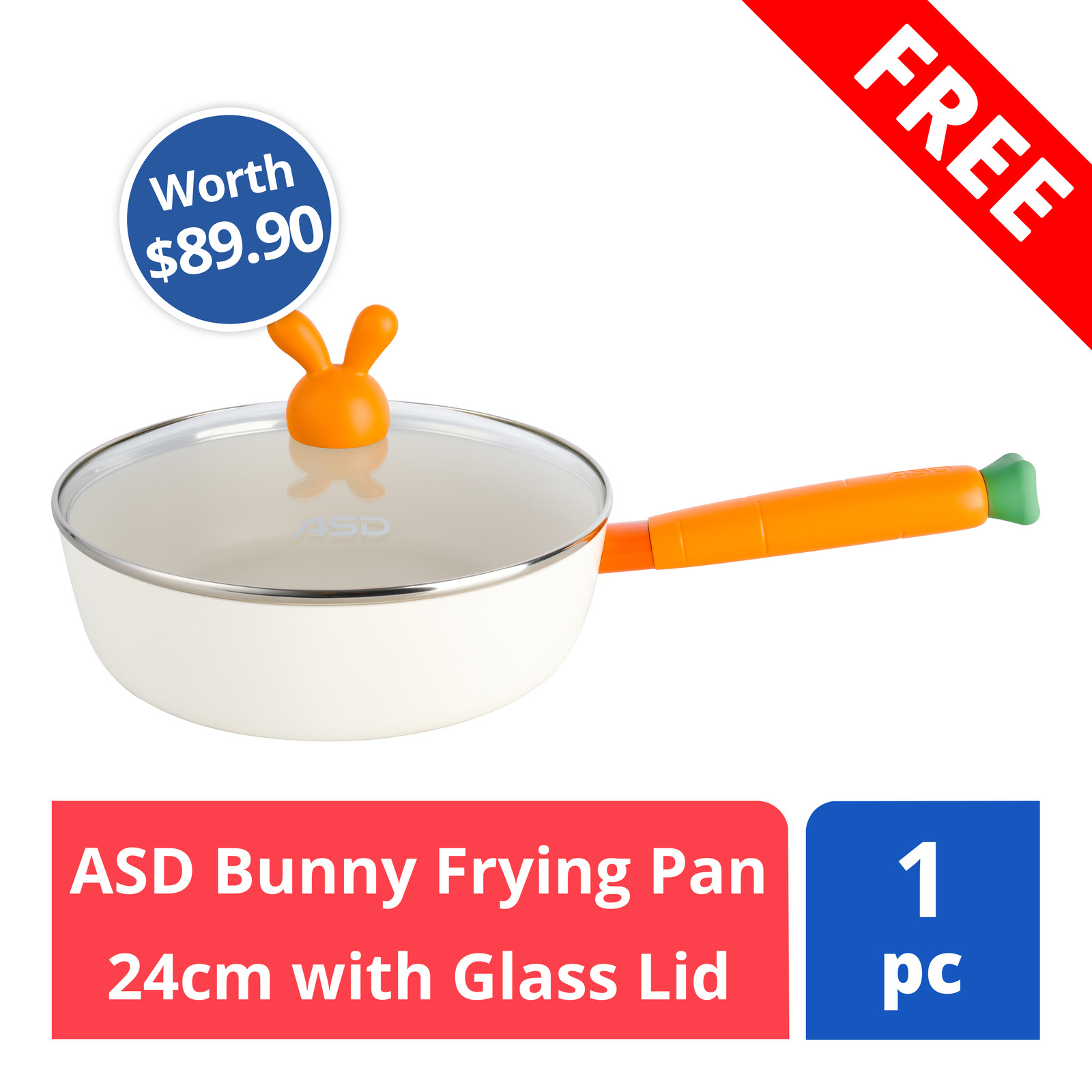 FREE ASD Bunny Frying Pan 24cm with Glass Lid (worth $89.90) | NTUC ...