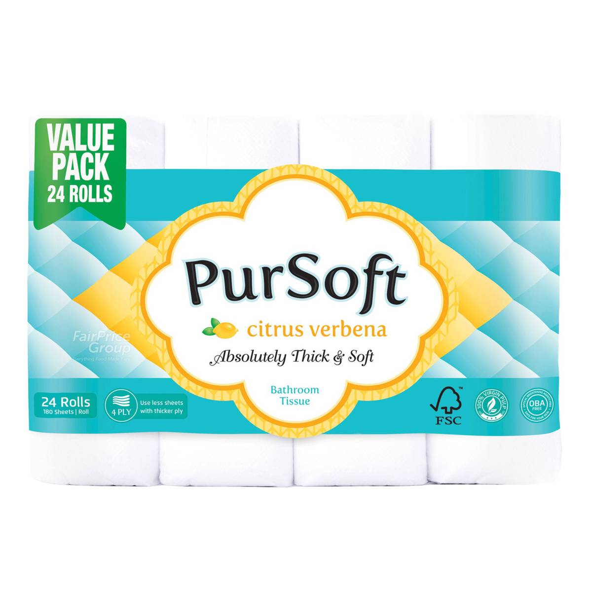 PurSoft Bathroom Tissue - Citrus Verbena (4 ply) | NTUC FairPrice