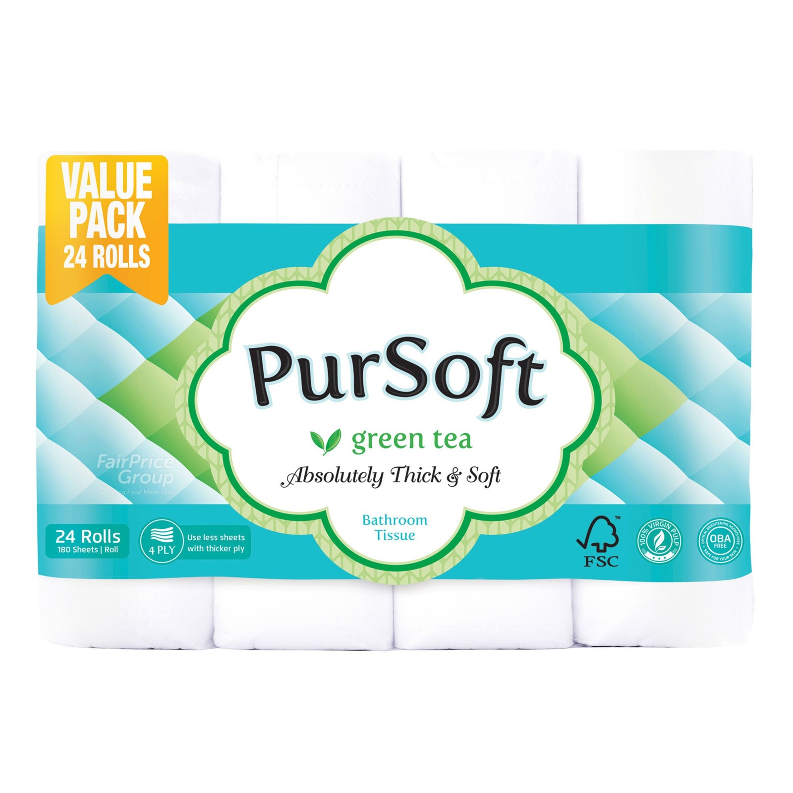 PurSoft Bathroom Tissue Roll - Green Tea (4 ply) | NTUC FairPrice