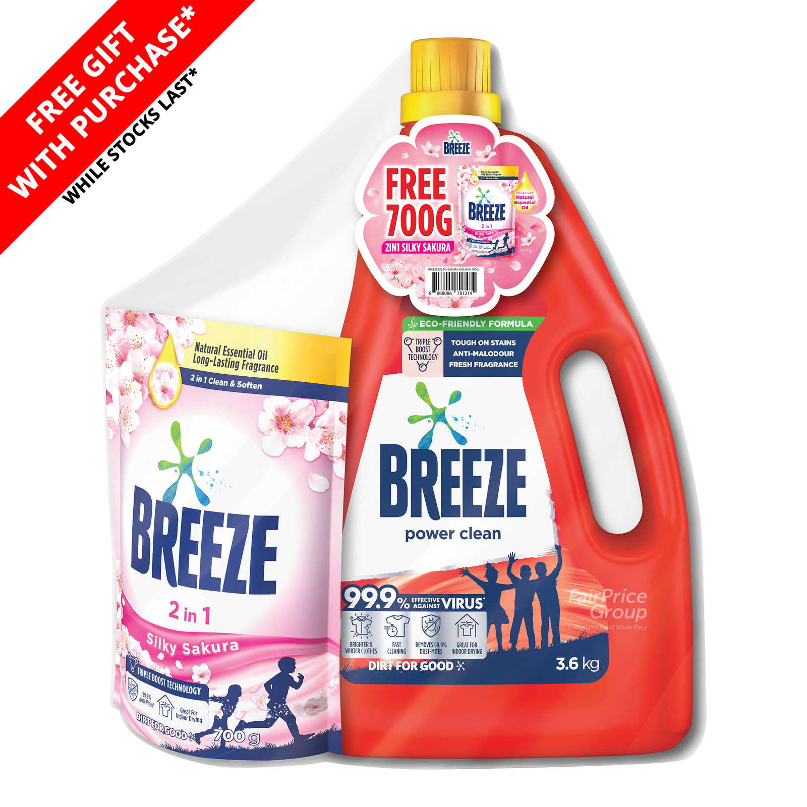 Breeze Liquid Detergent - Power Clean + FOC | NTUC FairPrice