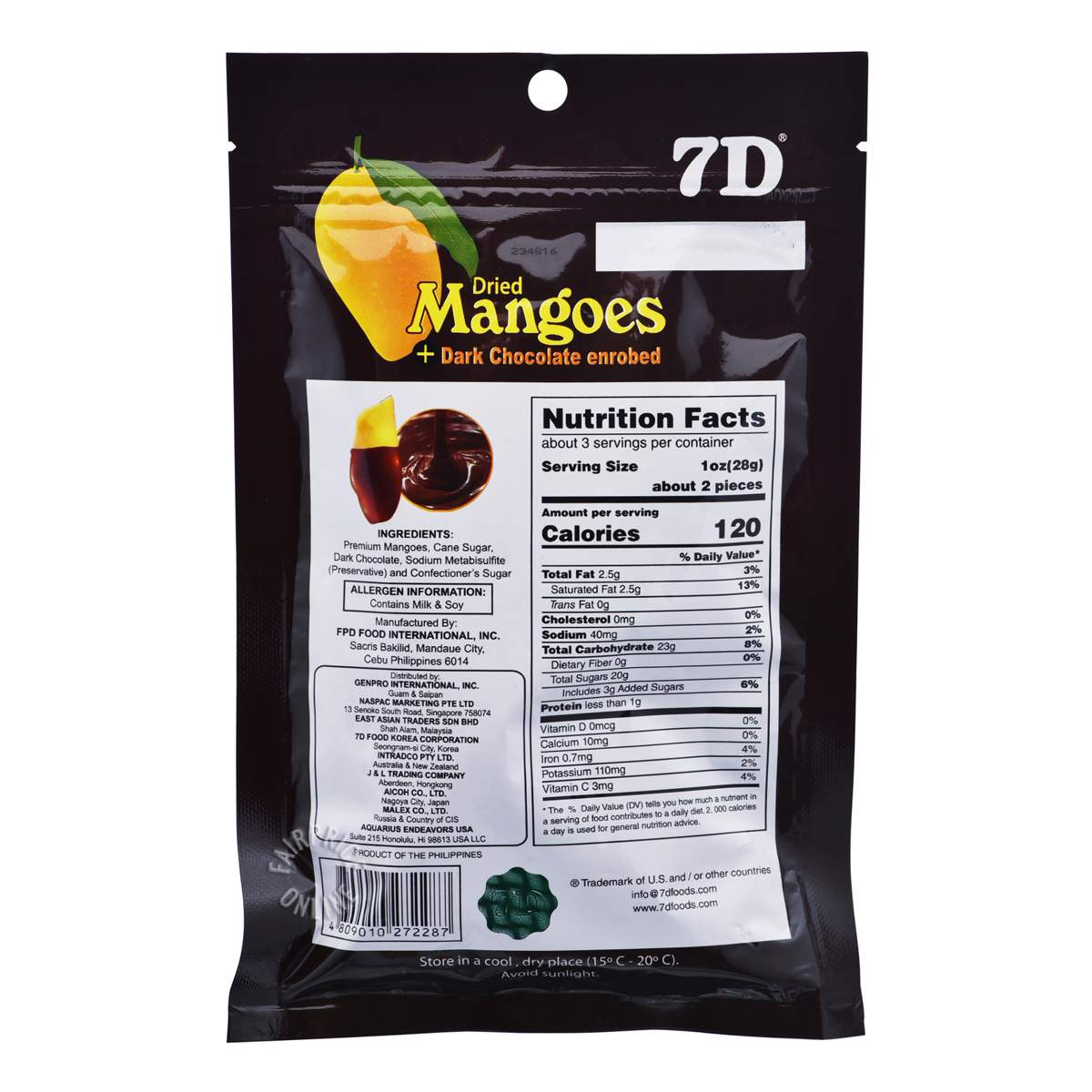 7D Dried Mangoes - Dark Chocolate | NTUC FairPrice