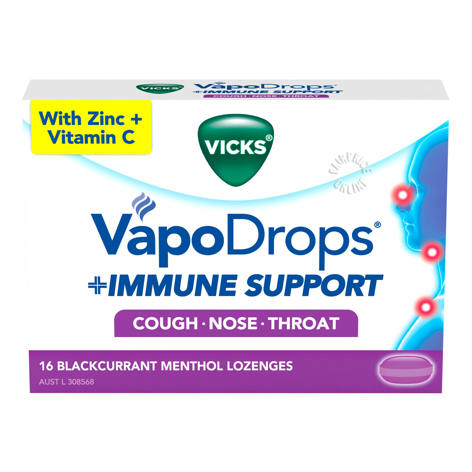 Vicks VapoDrops + Immune Support Lozenges - Blackcurrant | NTUC FairPrice