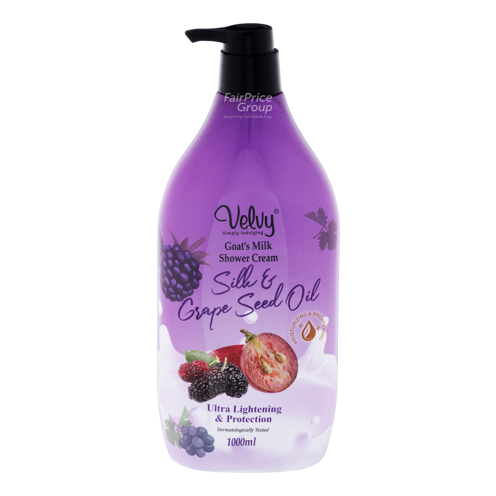 Velvy Goat's Milk Shower Cream - Silk & Grape Seed Oil | NTUC FairPrice