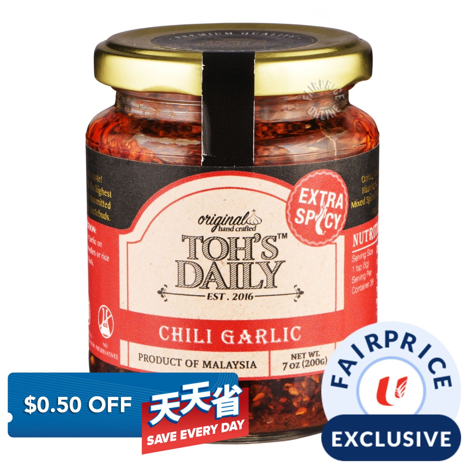 Toh's Daily Chili Garlic - Extra Spicy | NTUC FairPrice