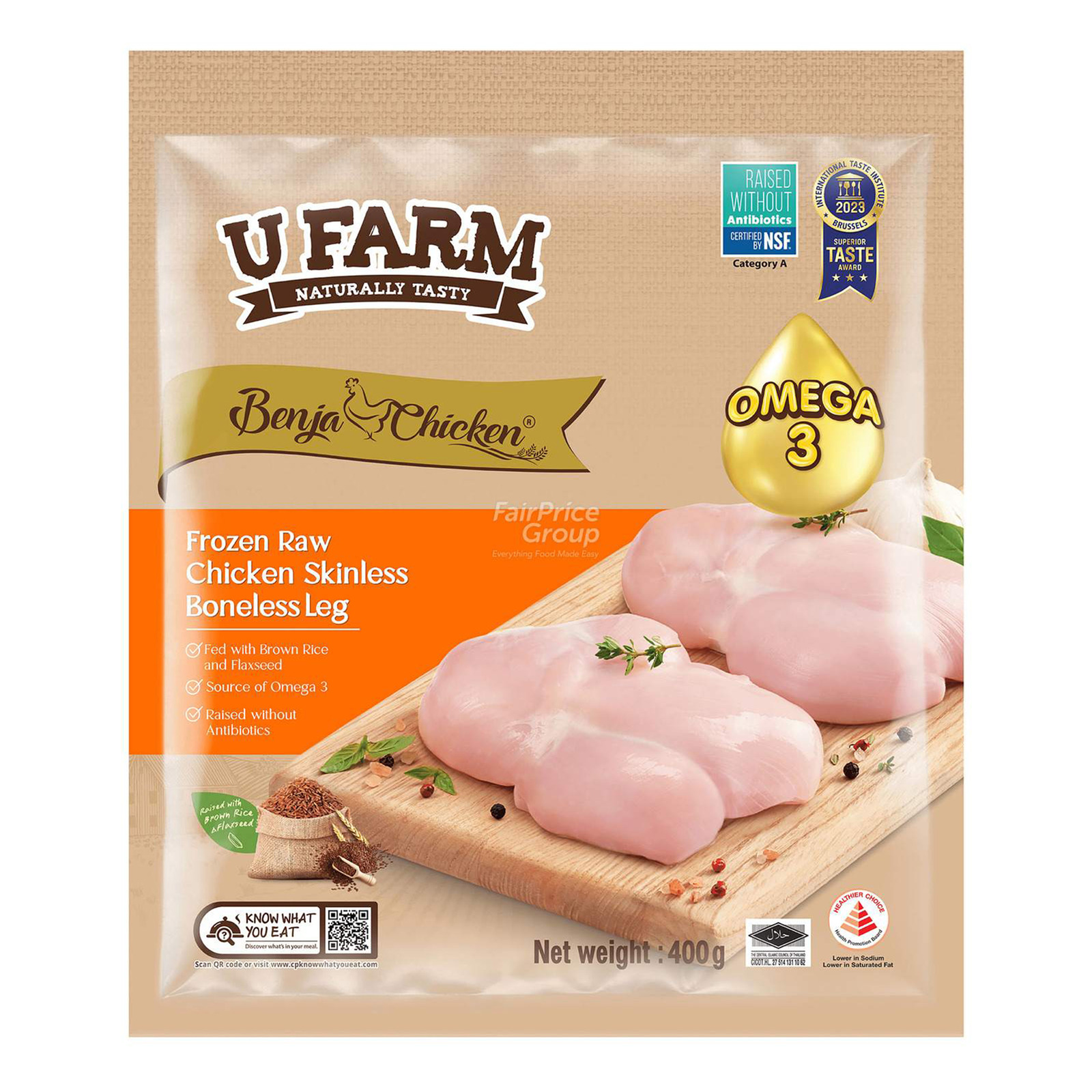 U Farm Benja Frozen Raw Boneless Chicken Leg - Skinless | NTUC FairPrice