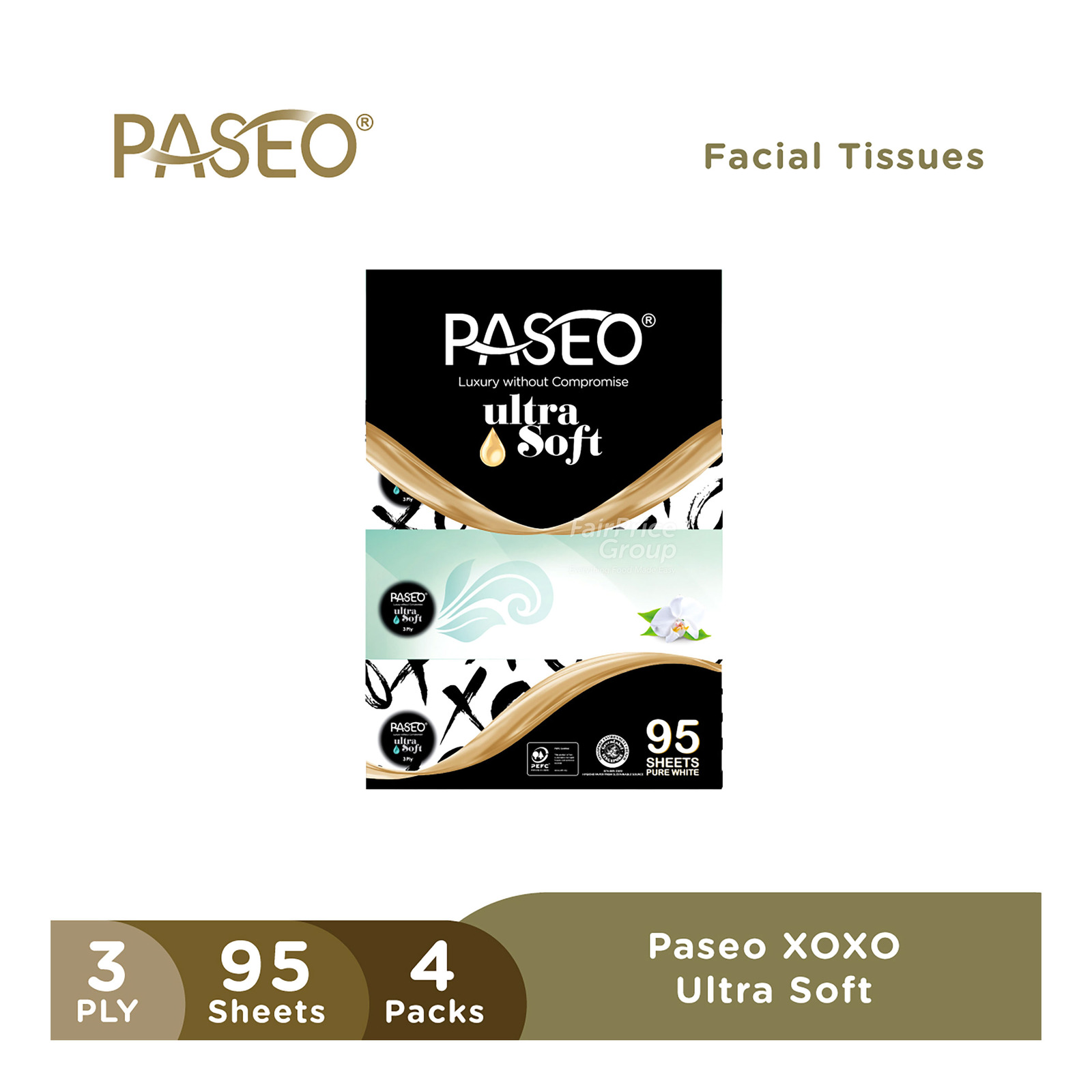Paseo Ultra Soft Tissue Box - Pure White (3 Ply) | NTUC FairPrice