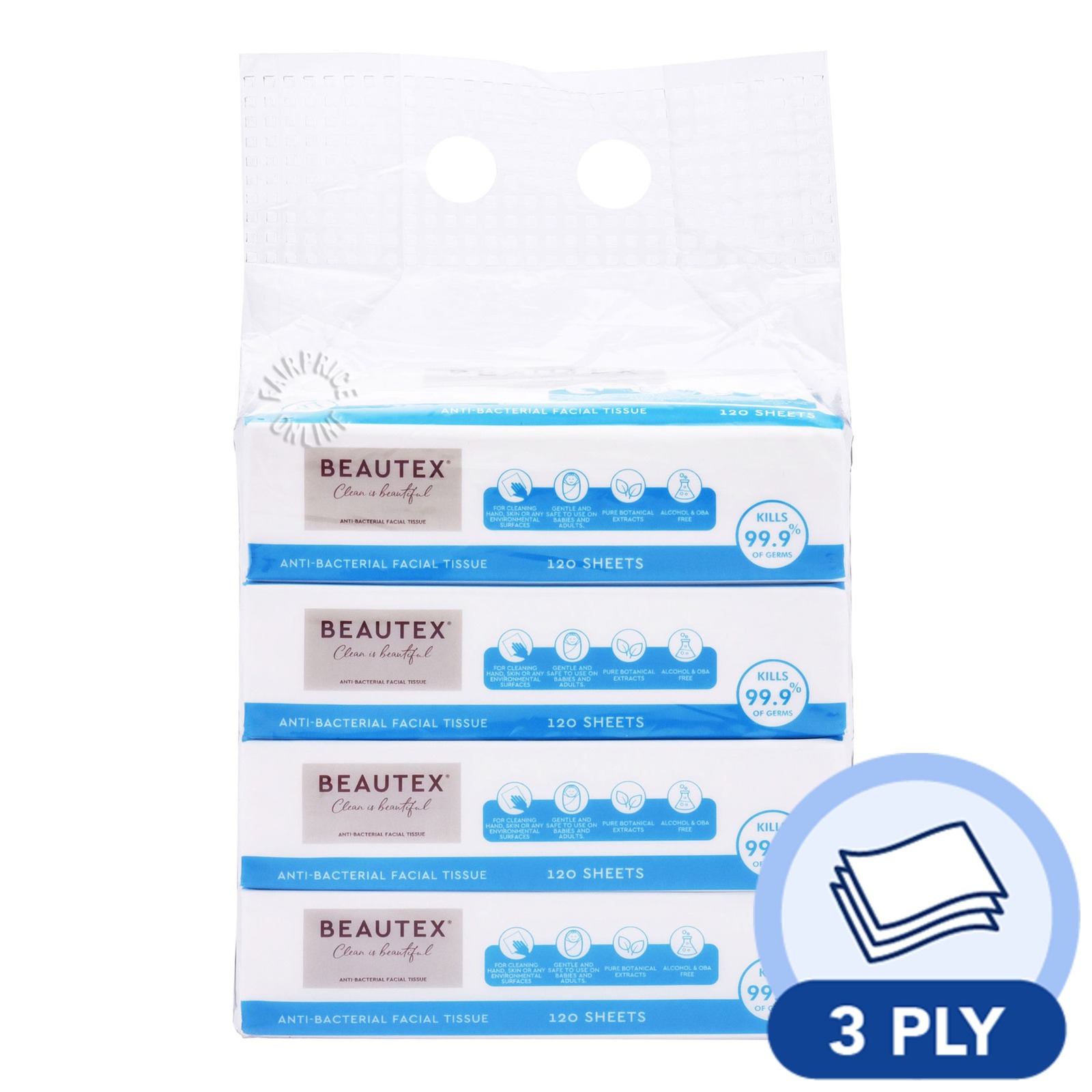 Beautex Anti-Bacterial Facial Tissue - 3 Ply | NTUC FairPrice