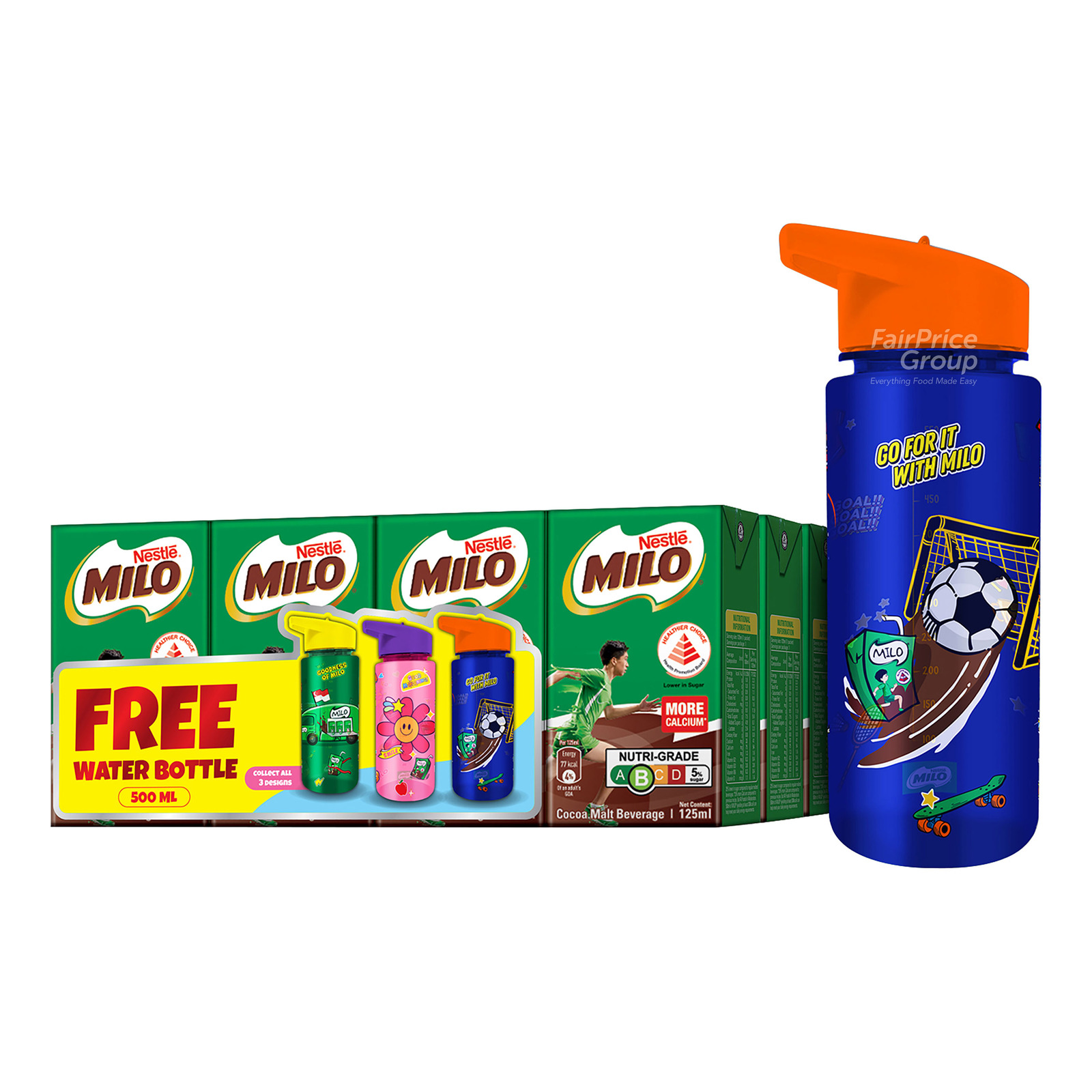 Milo Chocolate UHT Packet Drink + Free Water Bottle | NTUC FairPrice