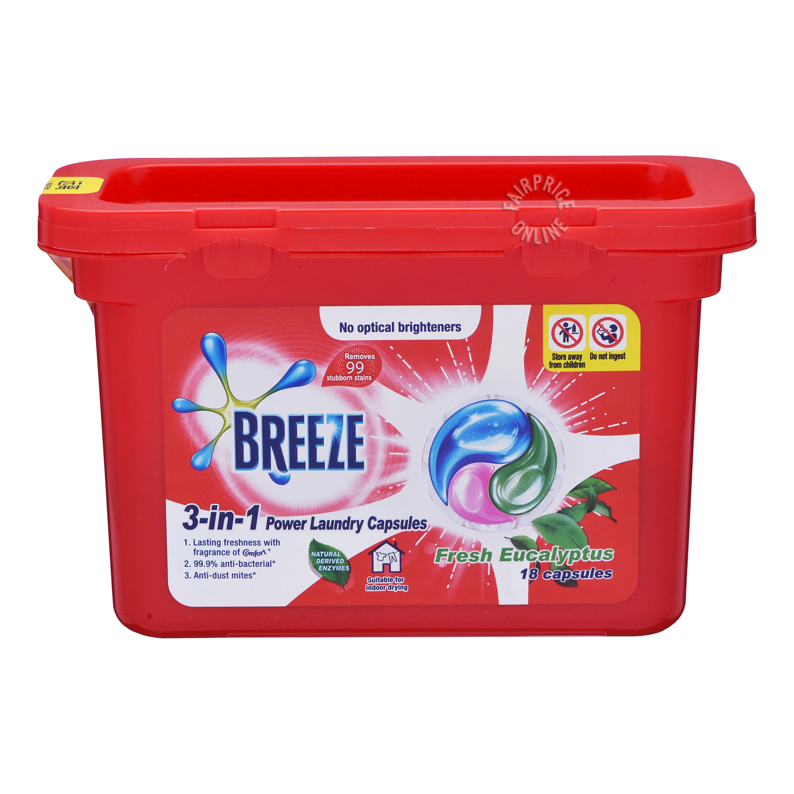 Breeze 3-in-1 Power Laundry Capsules - Fresh Eucalyptus | NTUC FairPrice