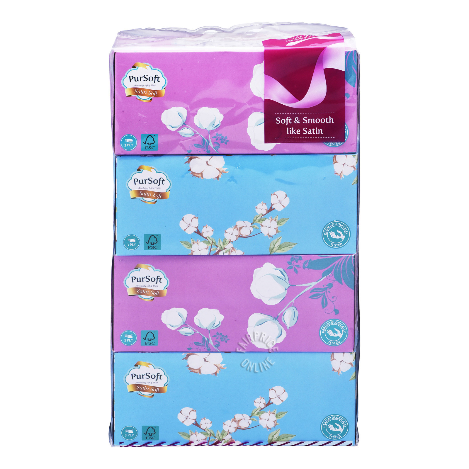 PurSoft Satin Soft Facial Tissue Box (3 ply) | NTUC FairPrice