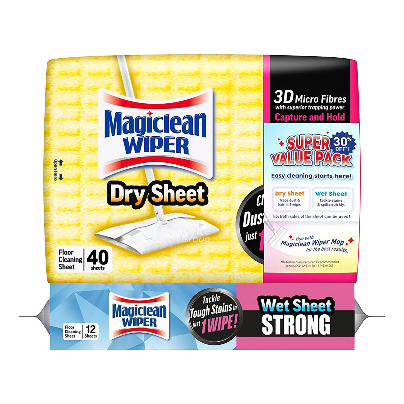 Magiclean Wiper Floor Cleaning Sheet - Dry + Wet (Strong) | NTUC FairPrice