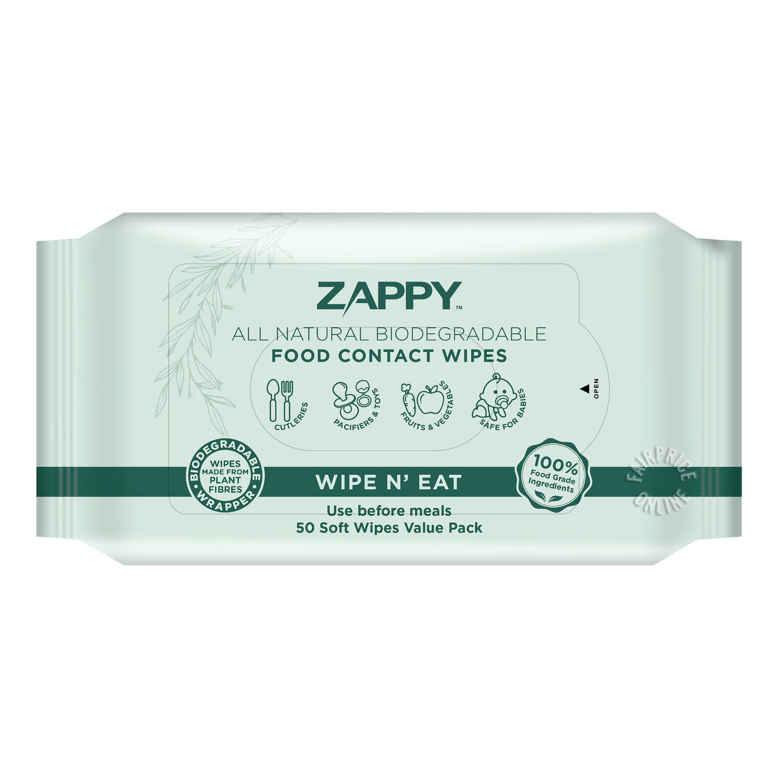 Zappy All Natural Food Contact Wipes - Wipe N' Eat | NTUC FairPrice