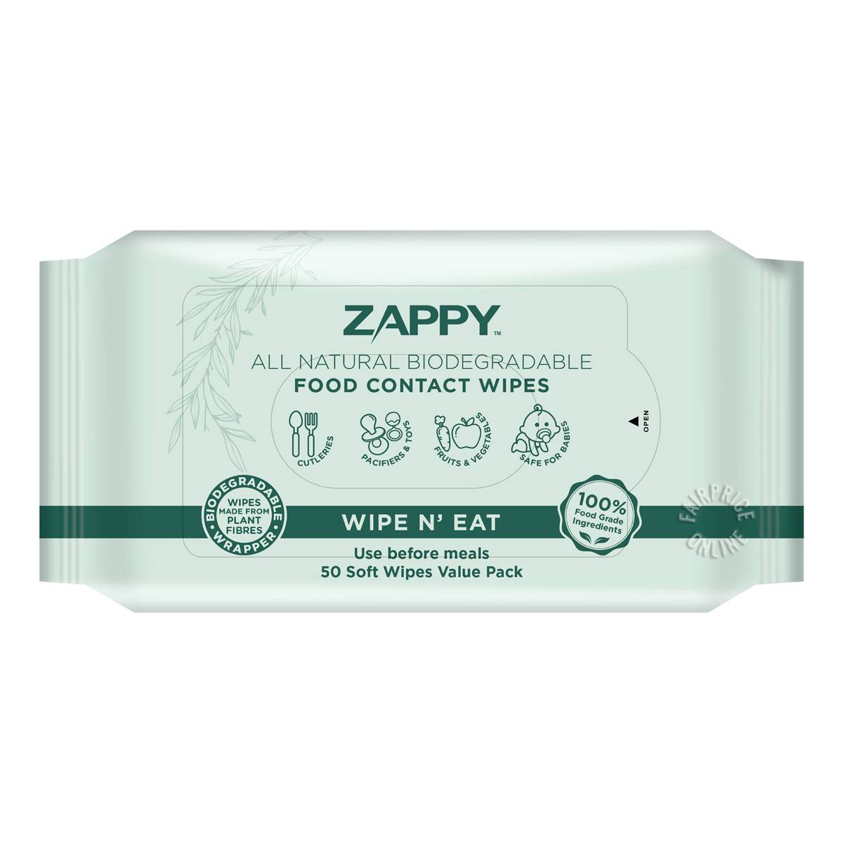 Zappy All Natural Food Contact Wipes - Wipe N' Eat | NTUC FairPrice
