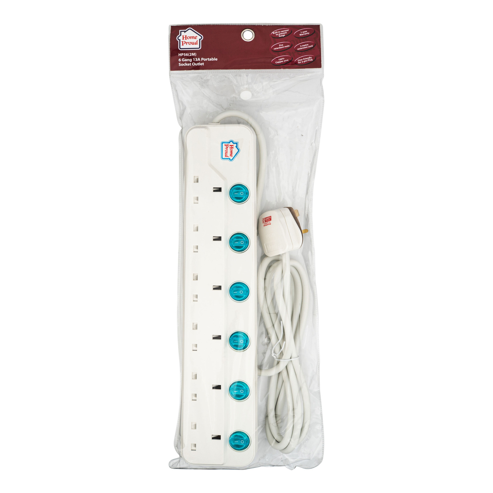 HomeProud 6 Gang 13A Portable Socket Outlet | NTUC FairPrice