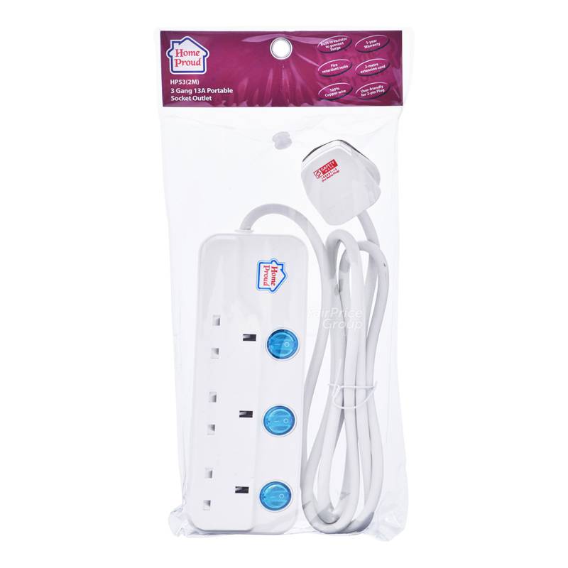 HomeProud 3 Gang 13A Portable Socket Outlet | NTUC FairPrice