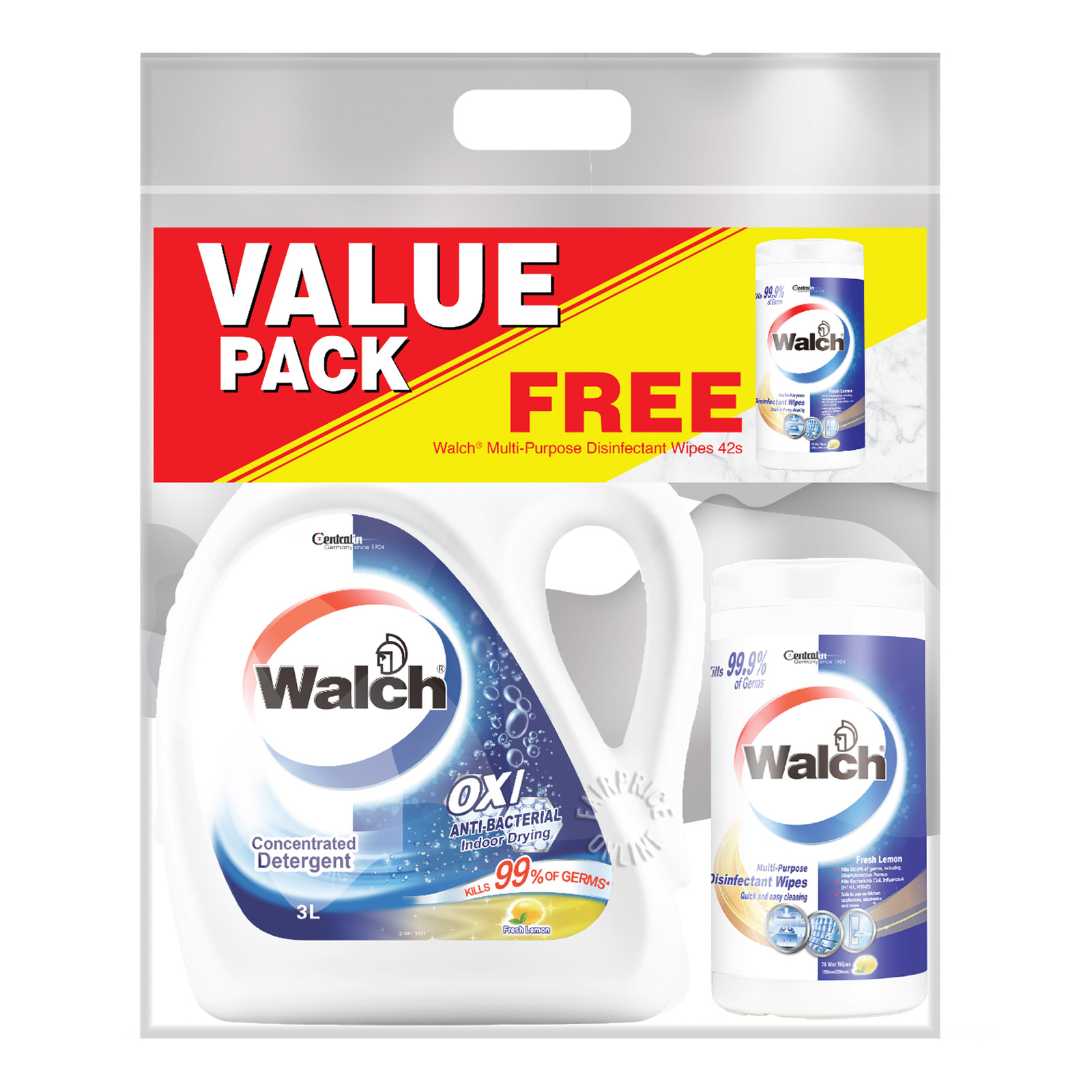 Walch Laundry Concentrated Detergent - Fresh Lemon + Free Multi-Purpose ...