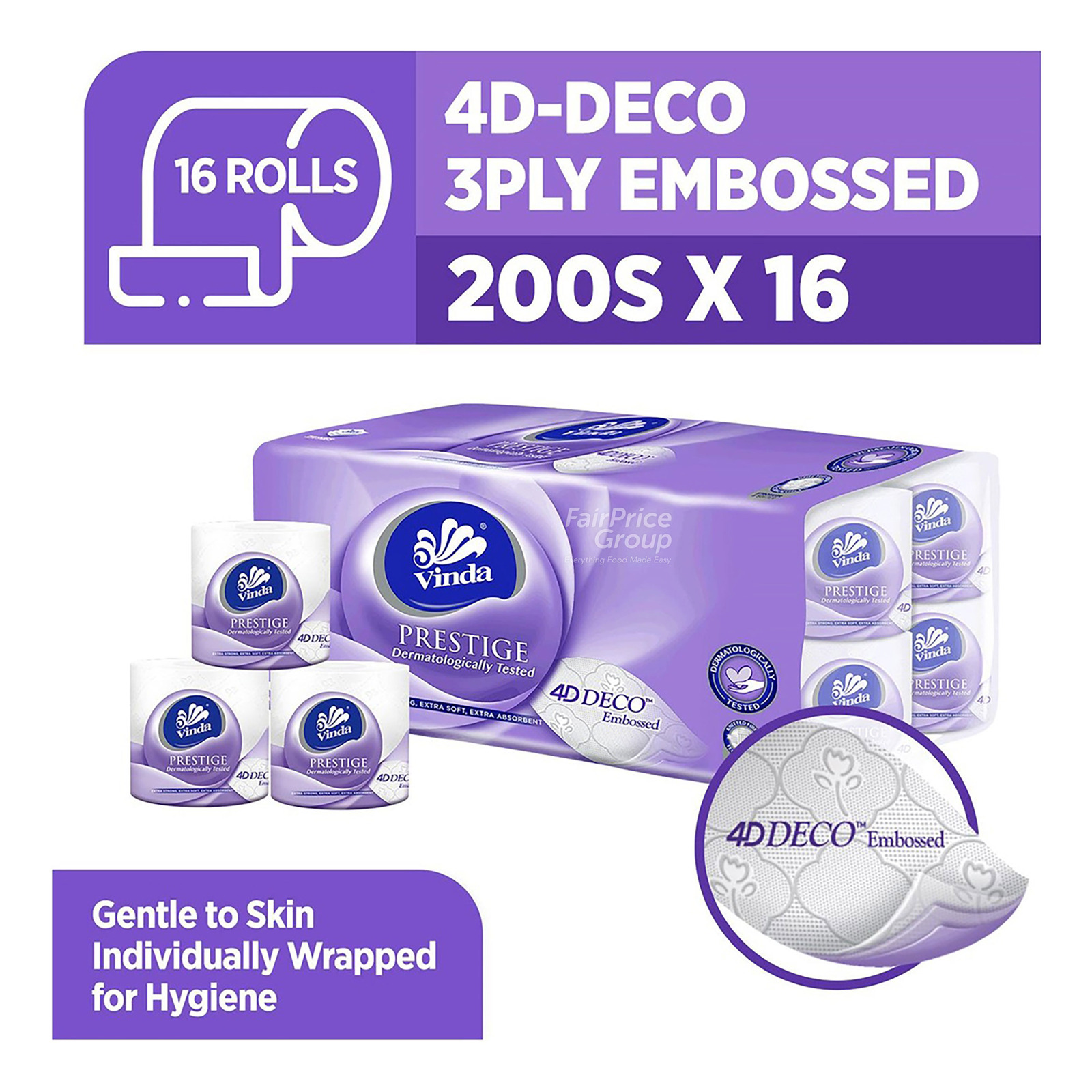 Vinda Prestige Bathroom Tissues - 3 Ply | NTUC FairPrice