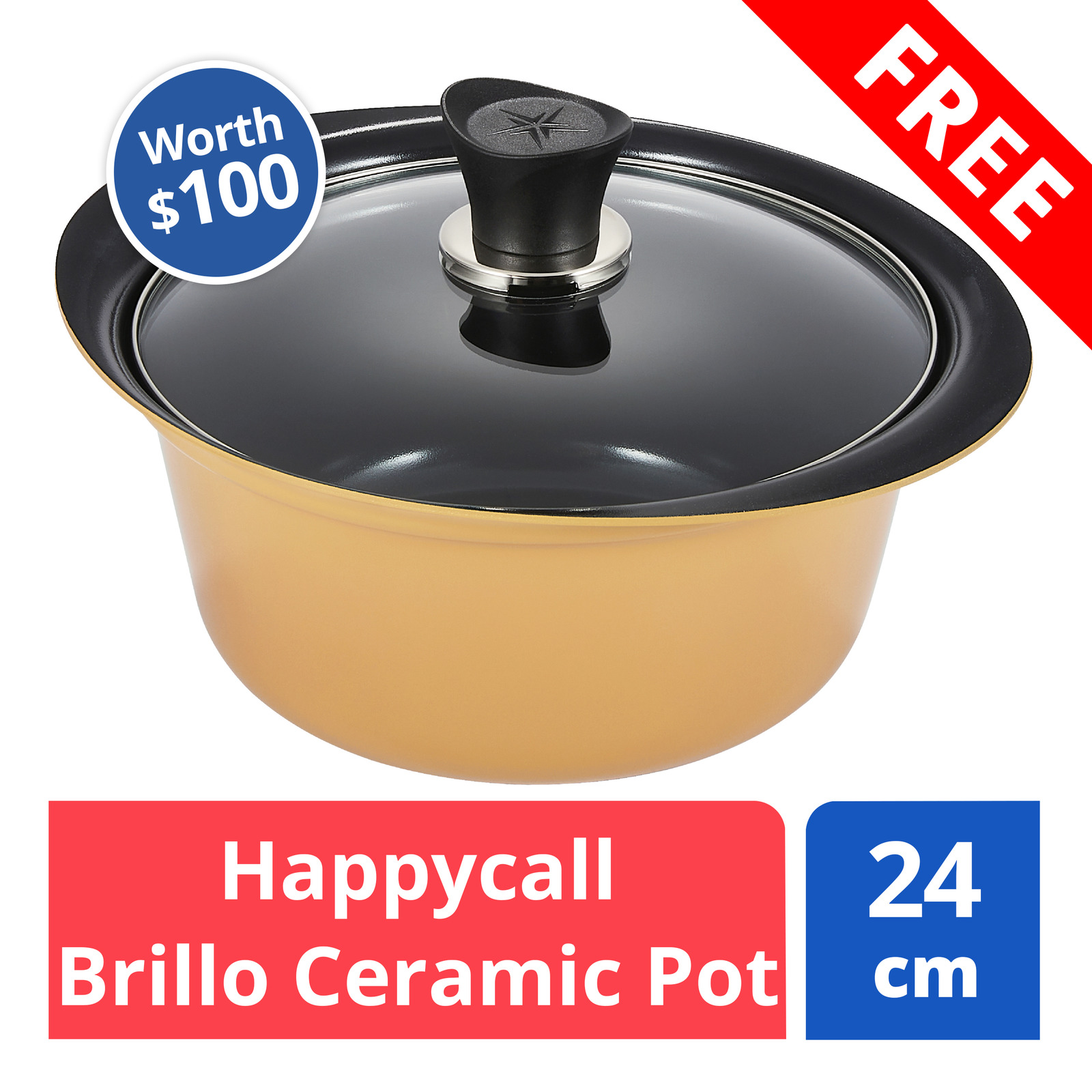 FREE HAPPYCALL brillo ceramic 24cm pot (worth $100) | NTUC FairPrice