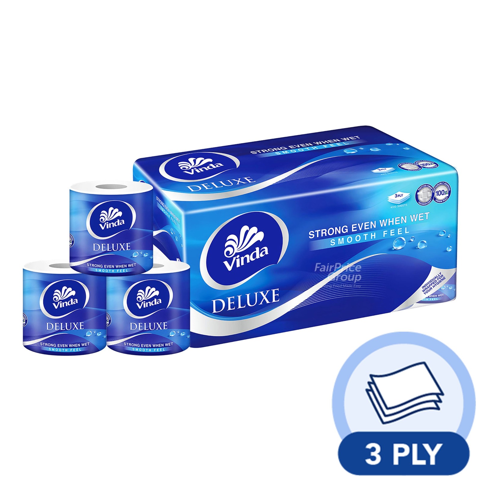 Vinda Deluxe Smooth Feel Toilet Tissue - 3 Ply | NTUC FairPrice