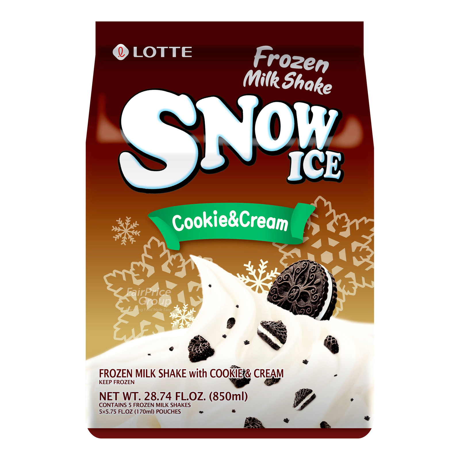 Lotte Frozen Milk Shake Snow Ice - Cookie & Cream | NTUC FairPrice