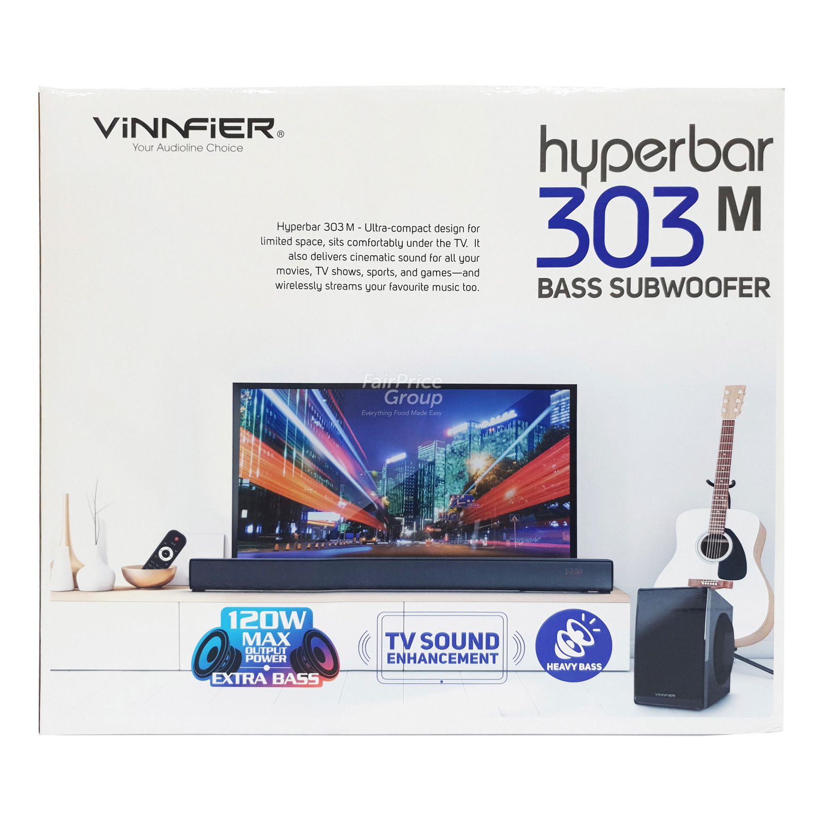 Vinnfier Soundbar + Swoofer & Mic Input Hyperbar 303BTRM | NTUC FairPrice