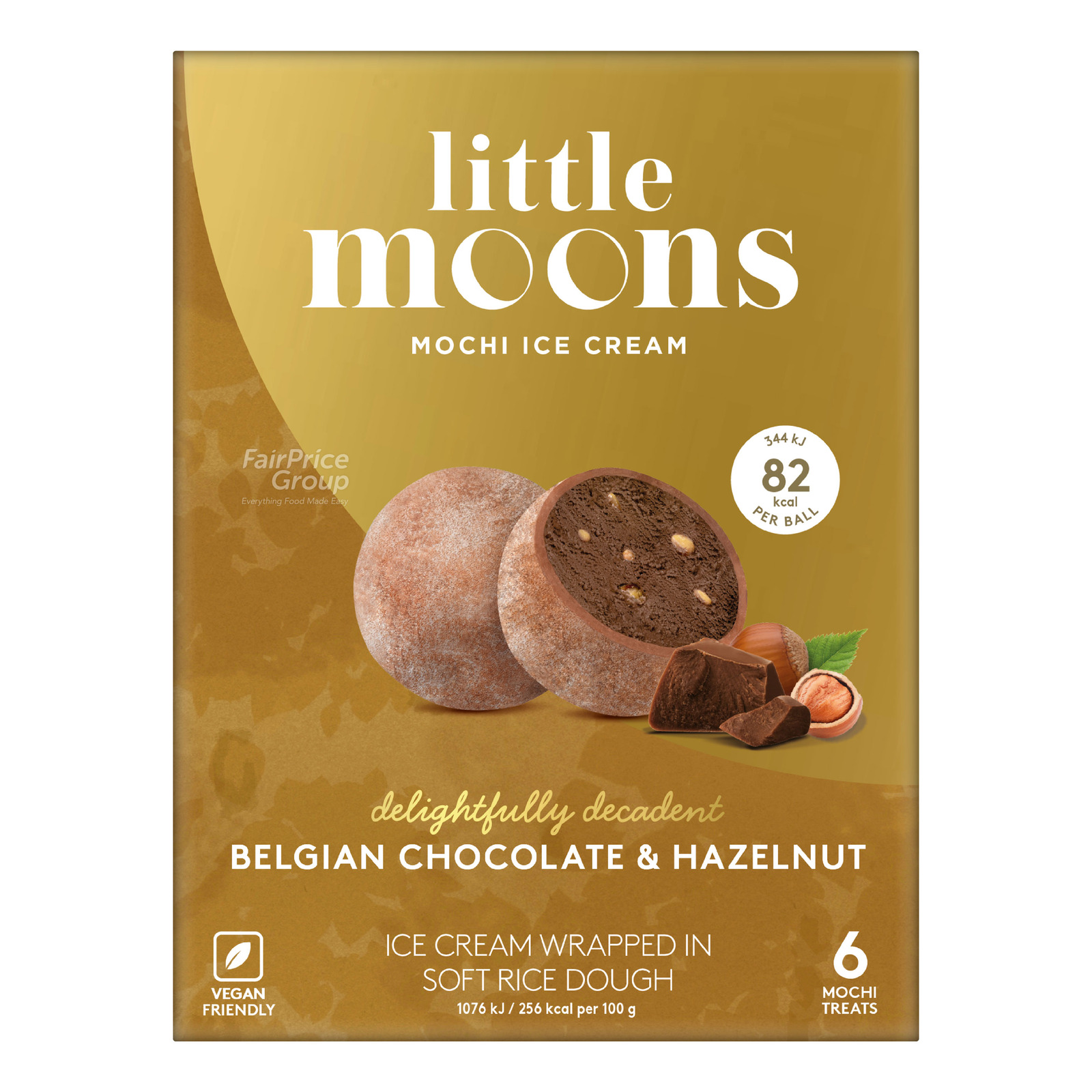 Little Moon Mochi Ice Cream - Belgian Chocolate & Hazelnut | NTUC FairPrice