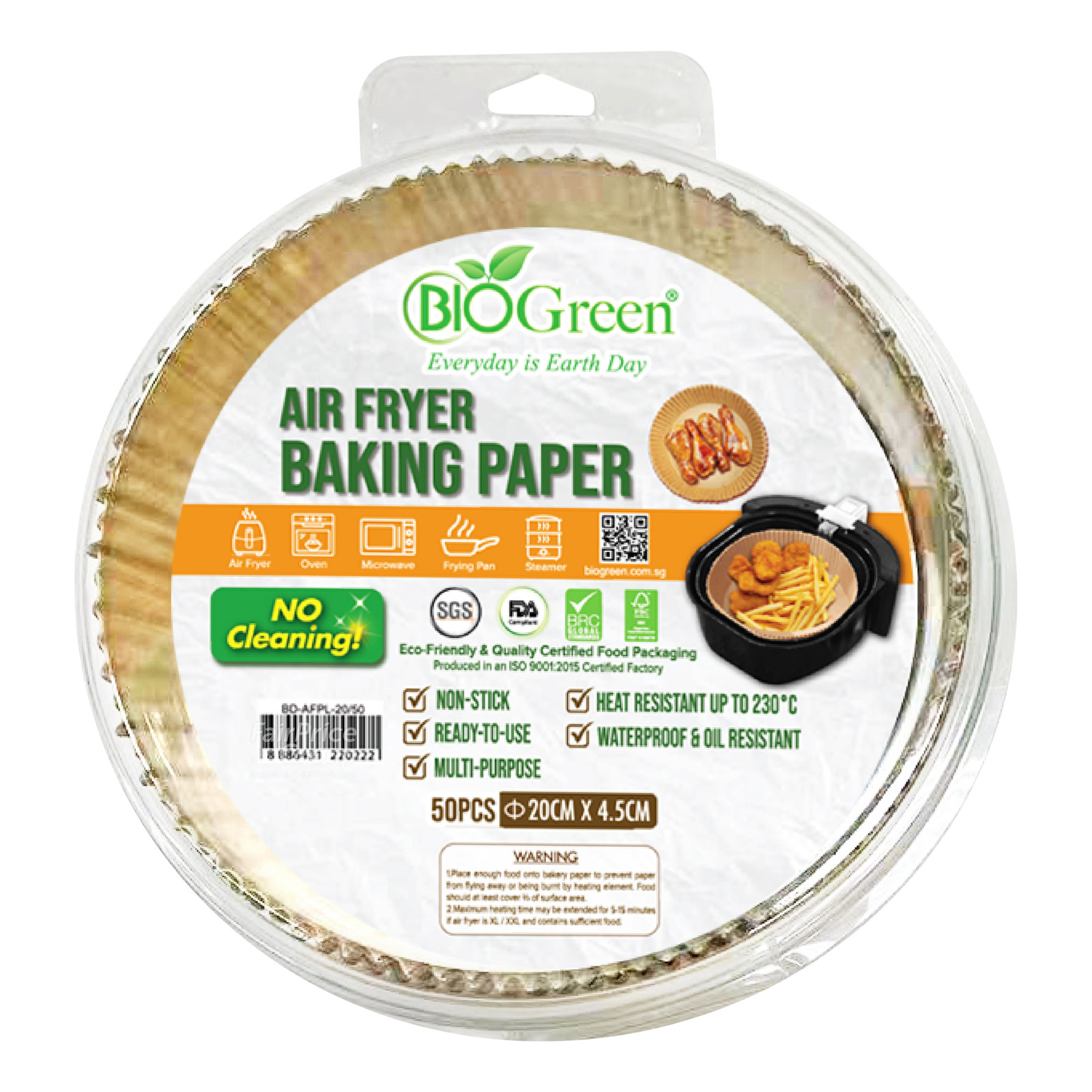 Bio Green Air Fryer Baking Paper - 20cm x 4.5cm | NTUC FairPrice
