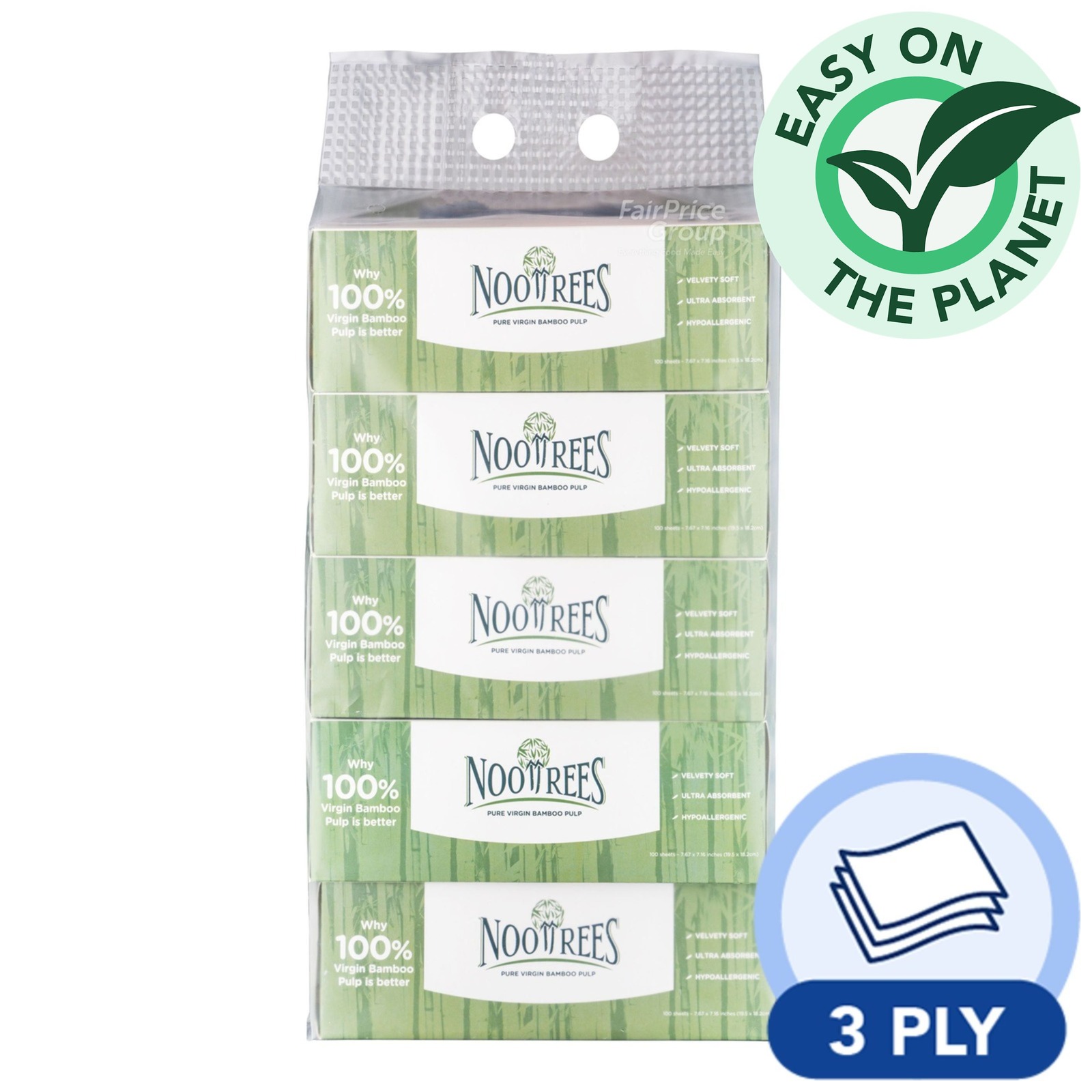Nootrees Pure Virgin Bamboo Pulp Facial Tissue Box | NTUC FairPrice
