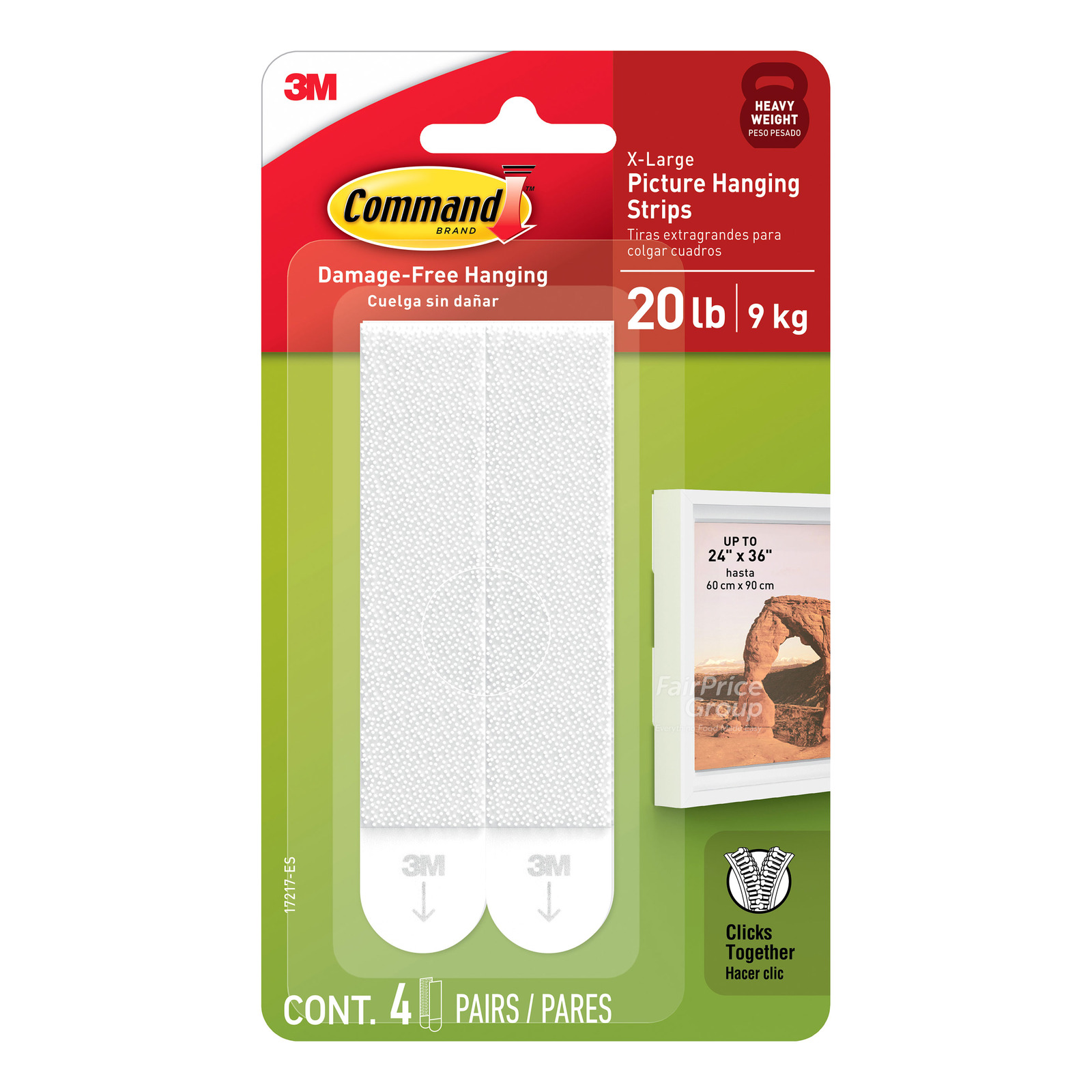 3M Command Extra Large Picture Hanging Strips - White | NTUC FairPrice