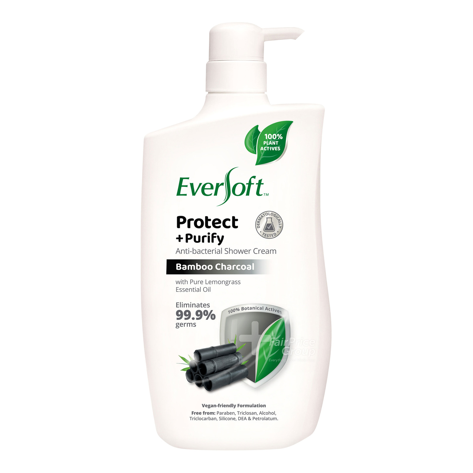 Eversoft Anti-Bacterial Shower Cream - Bamboo Charcoal | NTUC FairPrice