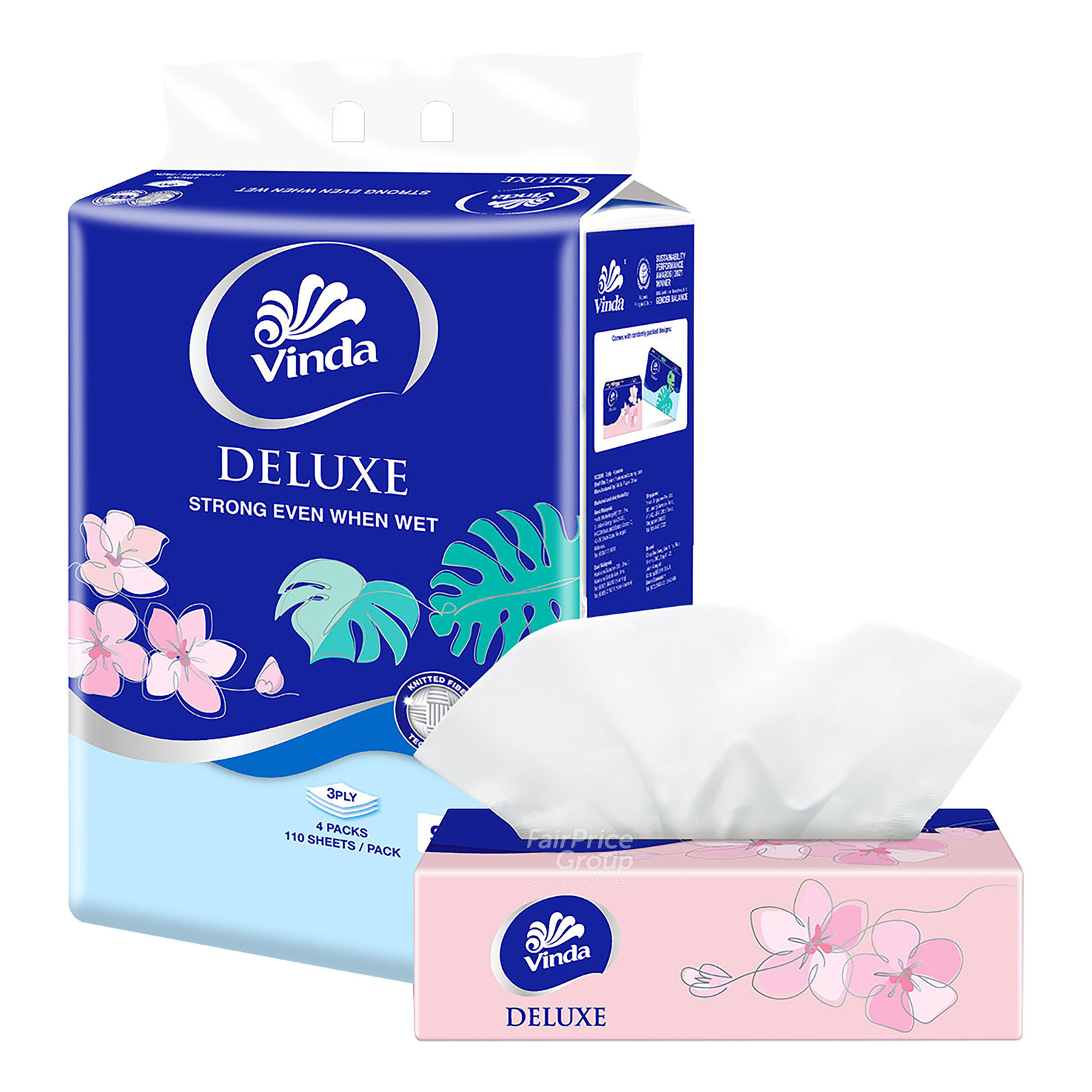 Vinda Deluxe 3 Ply Facial Tissue Softpack | NTUC FairPrice