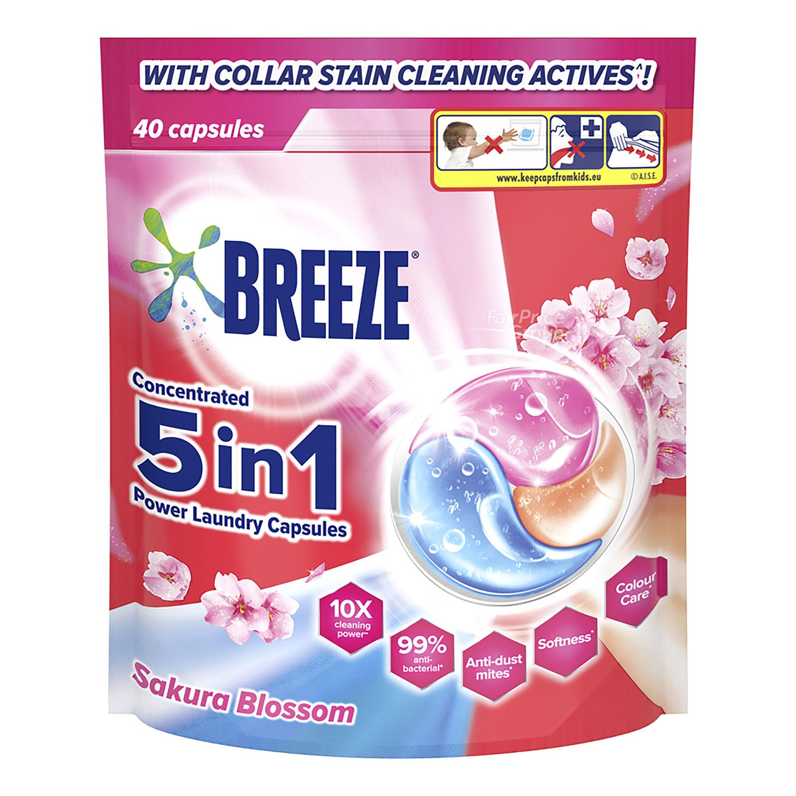 Breeze Concentrated 5 in 1 Power Laundry Capsules - Sakura | NTUC FairPrice