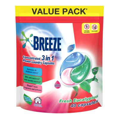 Breeze Concentrated 3 in 1 Power Laundry Capsules - Eucalyptus | NTUC ...