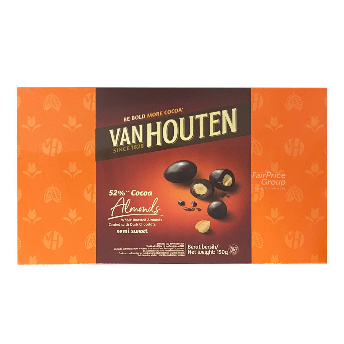 Van Houten 52% Dark Chocolate Box - Cocoa Almonds | NTUC FairPrice
