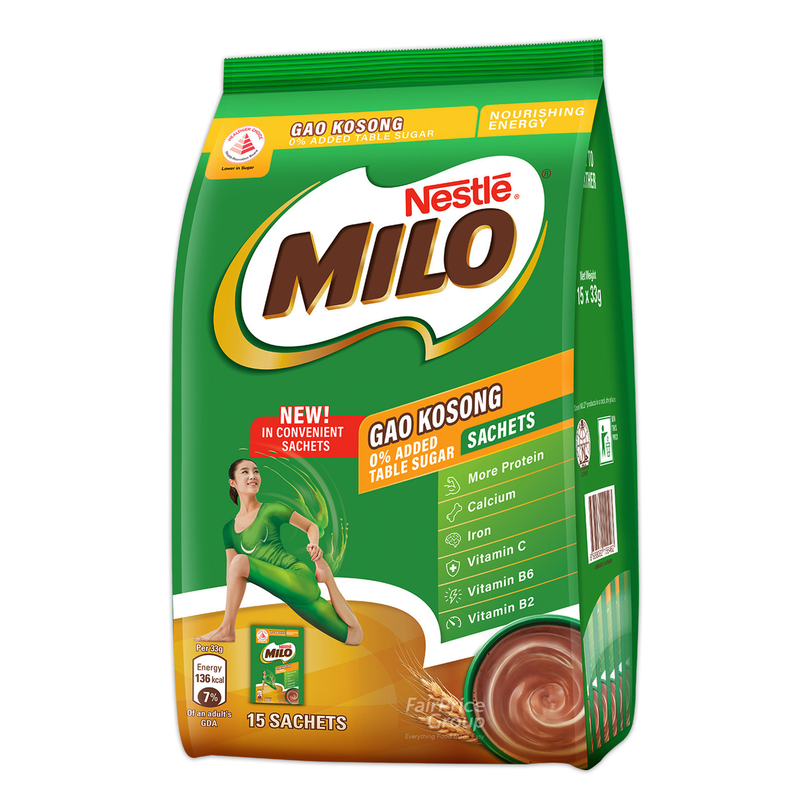 Milo Chocolate Malt Drink Powder with Milk - Gao Kosong (Sachet) | NTUC ...