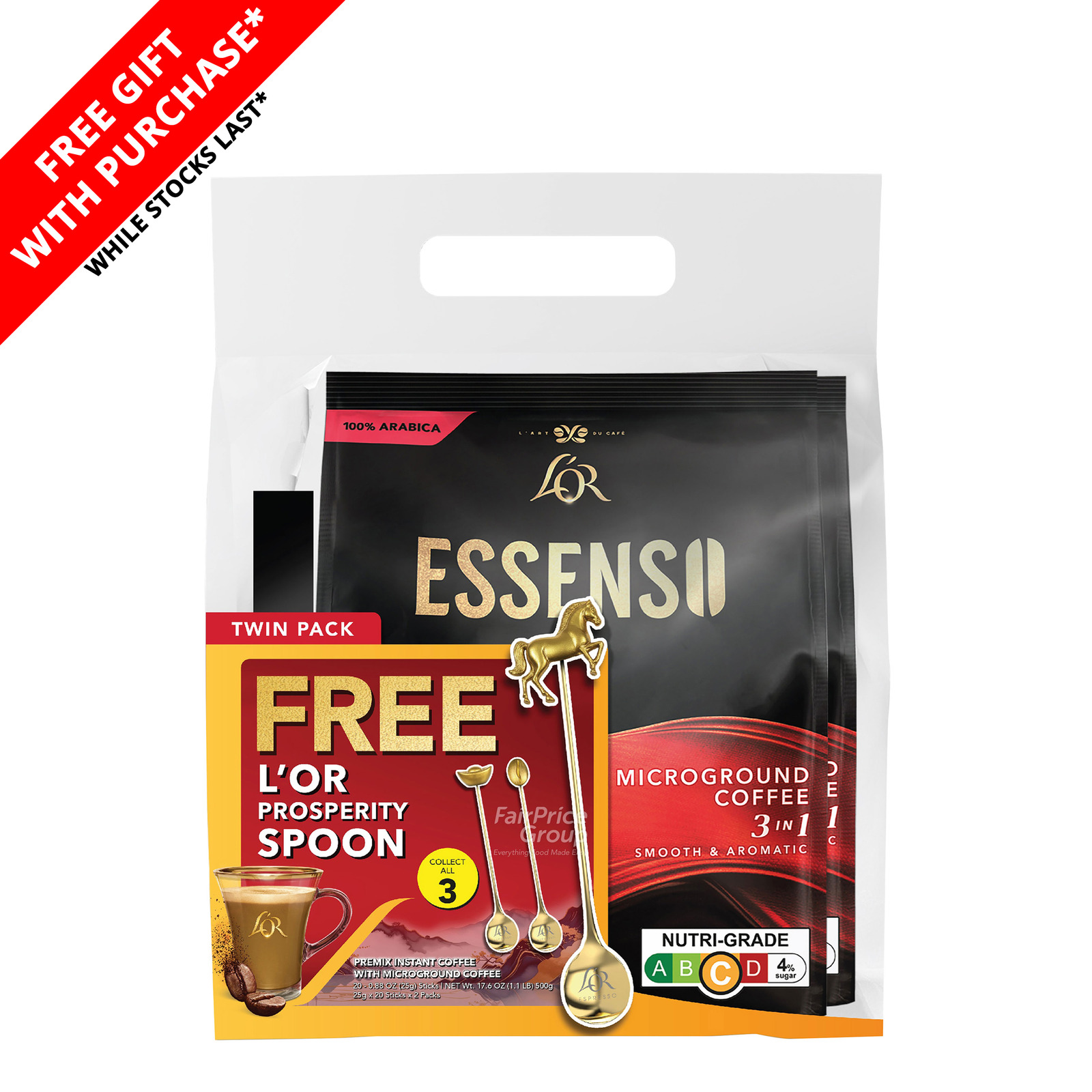 Lor Essenso 3 in 1 Instant Microground Coffee + Spoon | NTUC FairPrice
