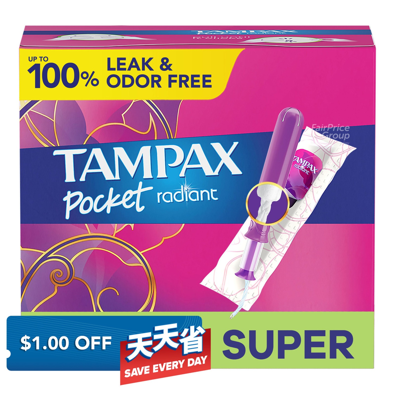 Tampax Pocket Radiant Tampons - Super | NTUC FairPrice