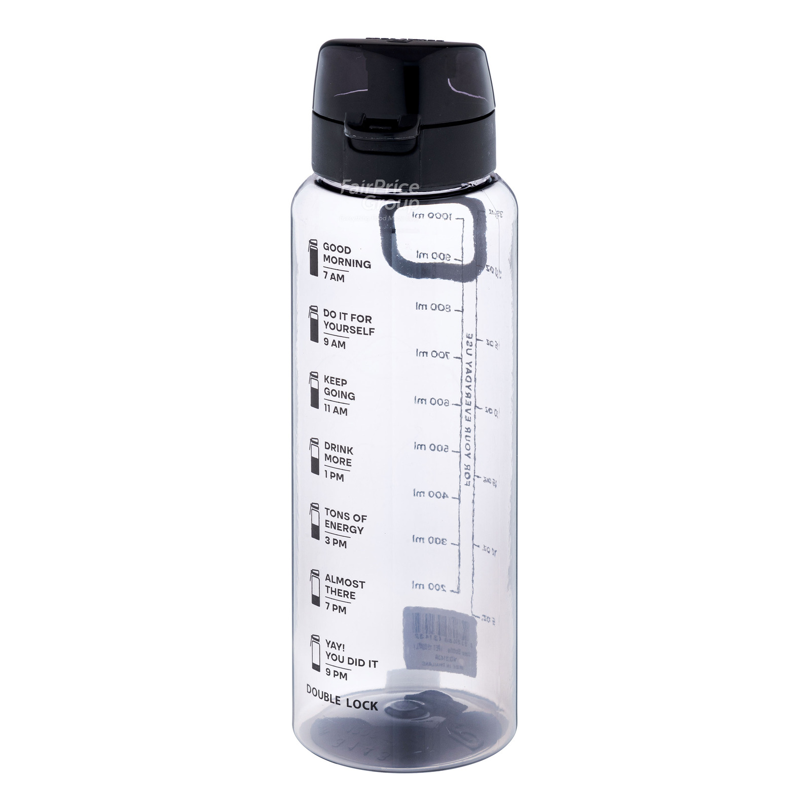 Double Lock 1.2L Water Bottle - Black | NTUC FairPrice