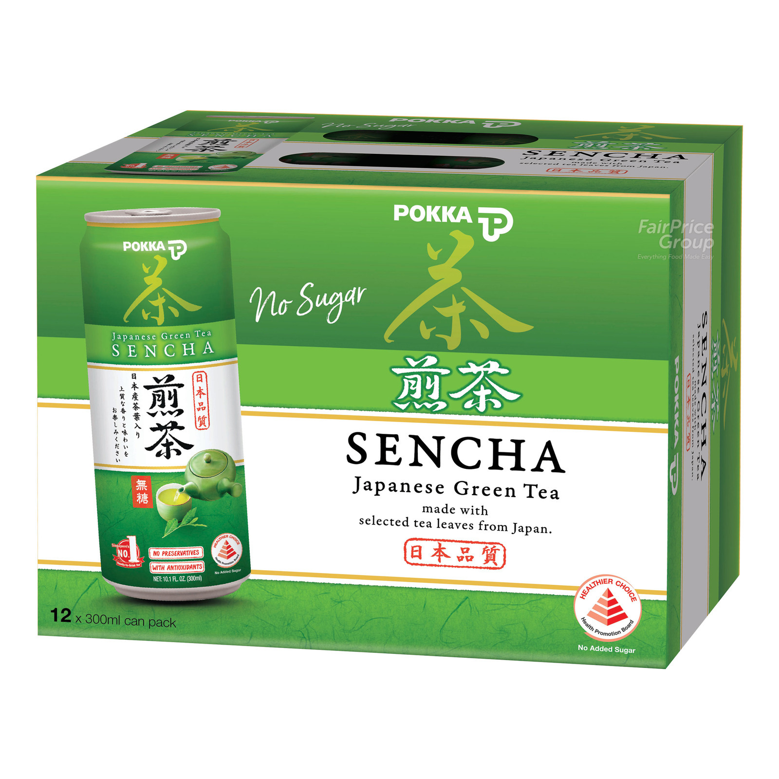 Pokka Can Sencha Japanese Green Tea Can - No Sugar | NTUC FairPrice