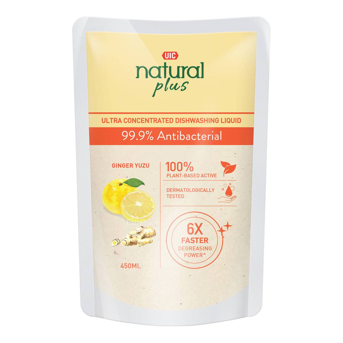 UIC Natural Plus Dishwashing Liquid Refill Pack - Anti-Bacterial | NTUC FairPrice