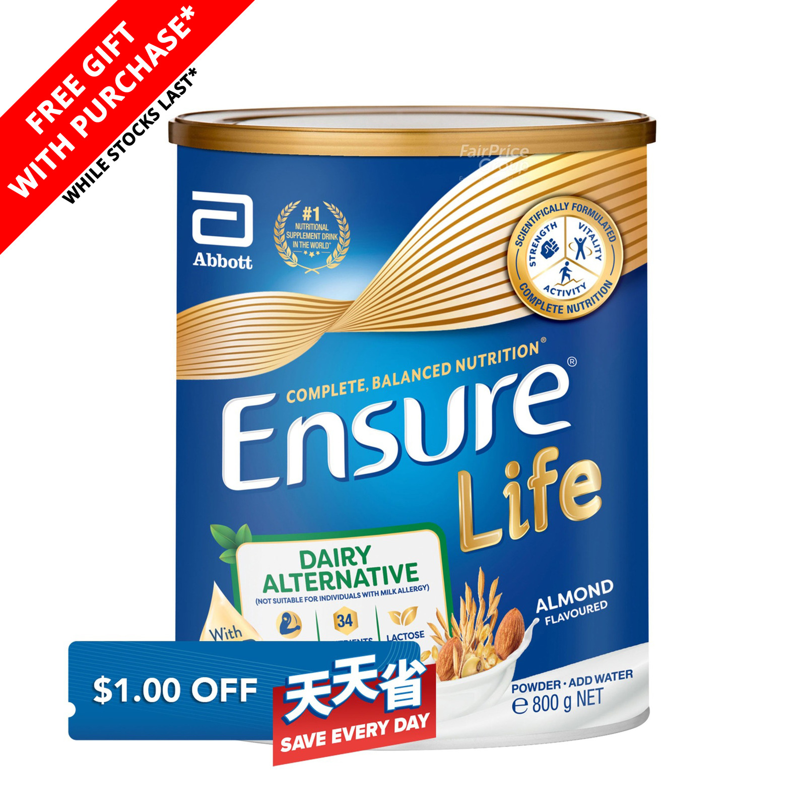 Abbott Ensure Life with HMB Adult Milk Powder - Almond | NTUC FairPrice