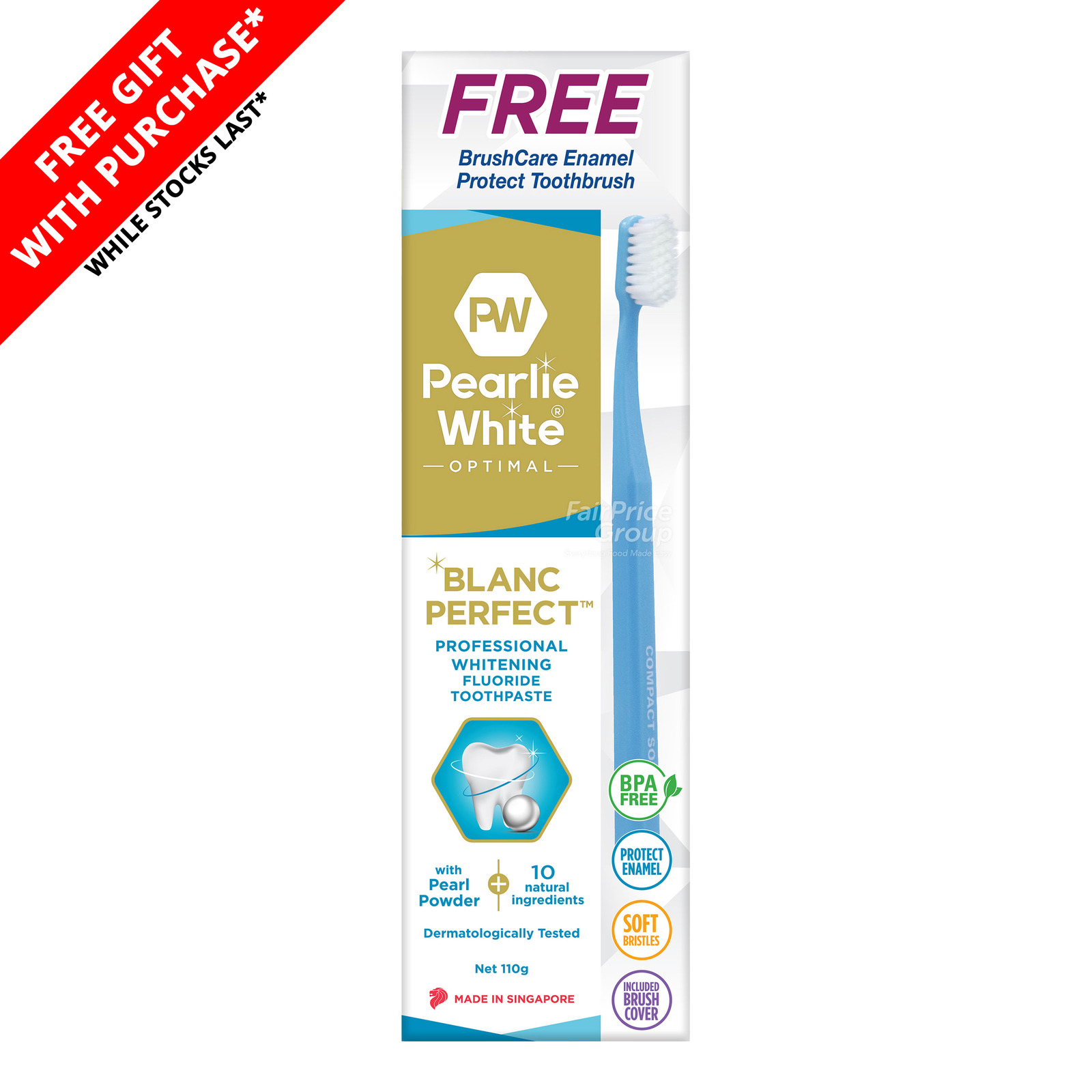 Pearlie White Optimal Toothpaste - Optimal Blanc + Toothbrush | NTUC ...