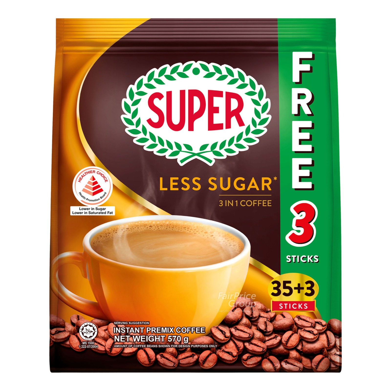 Super 3-In-1 Instant Coffee - Less Sugar | NTUC FairPrice