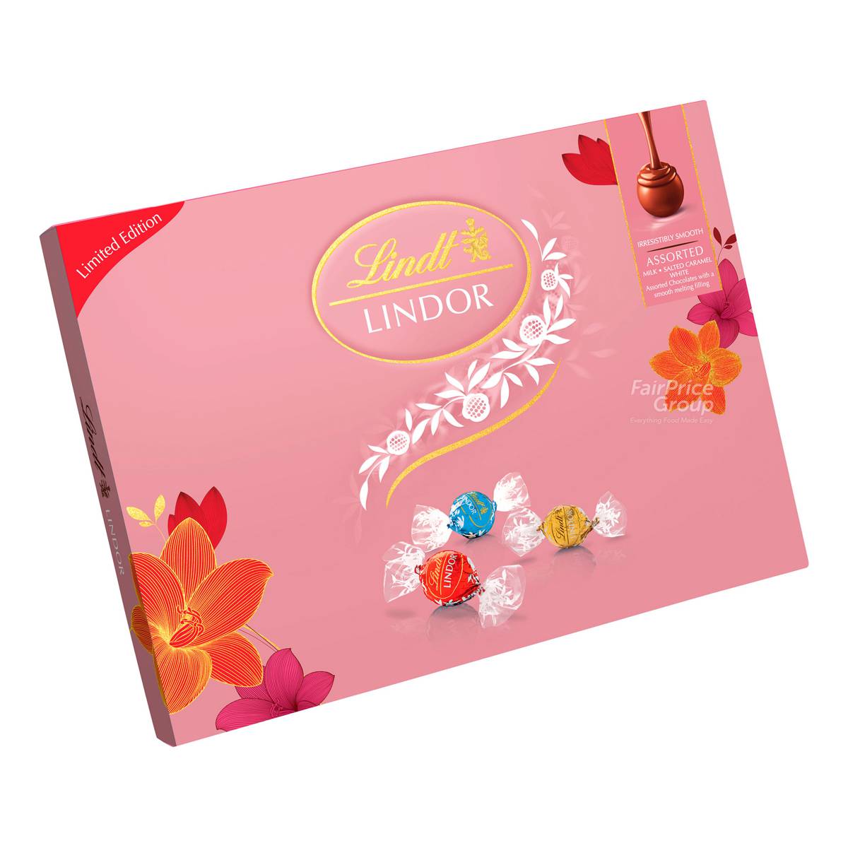 Lindt Lindor Pink Gift Box Assorted Chocolate - Milk, Salted Caramel ...